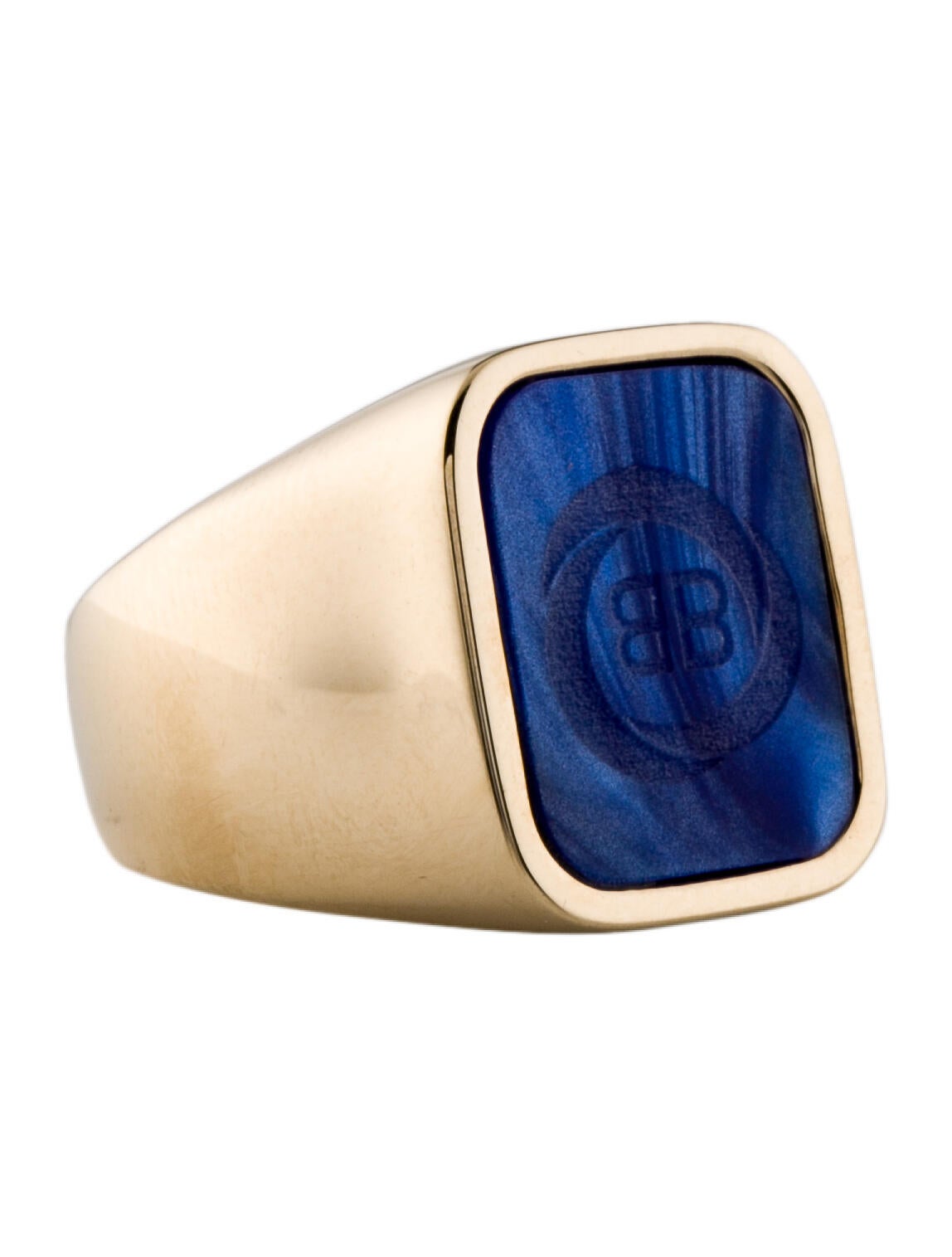 Balenciaga Resin Logo Signet Ring - Gold-Tone Metal Signet Ring, Rings ...