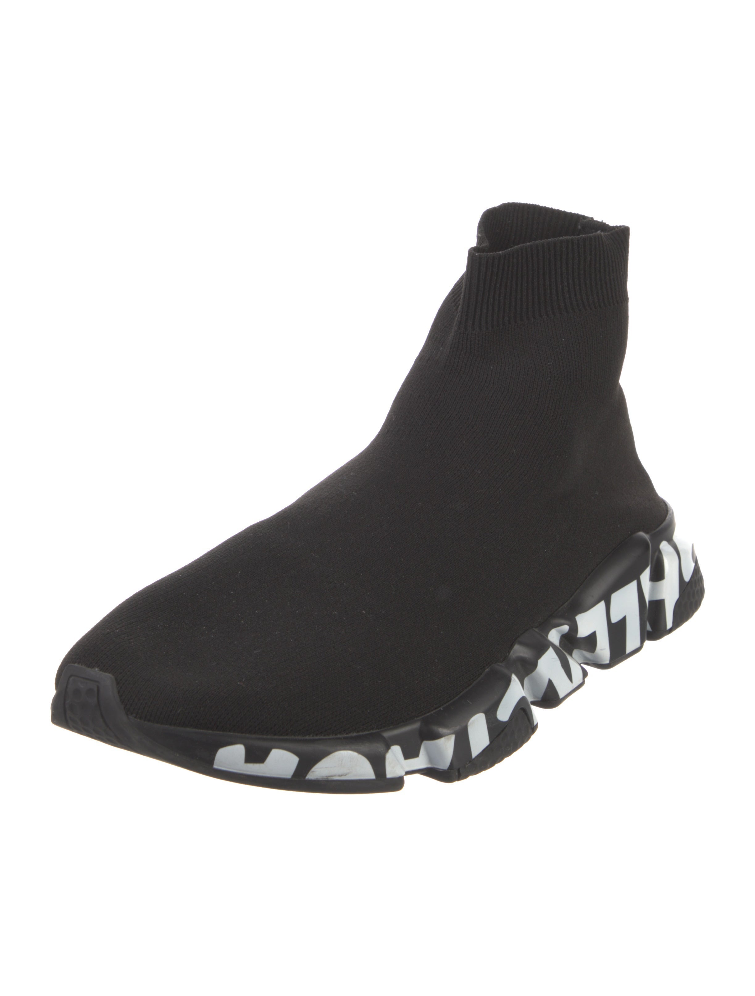 Balenciaga Graffiti Speed Trainer Sock Sneakers - Black Sneakers, Shoes ...