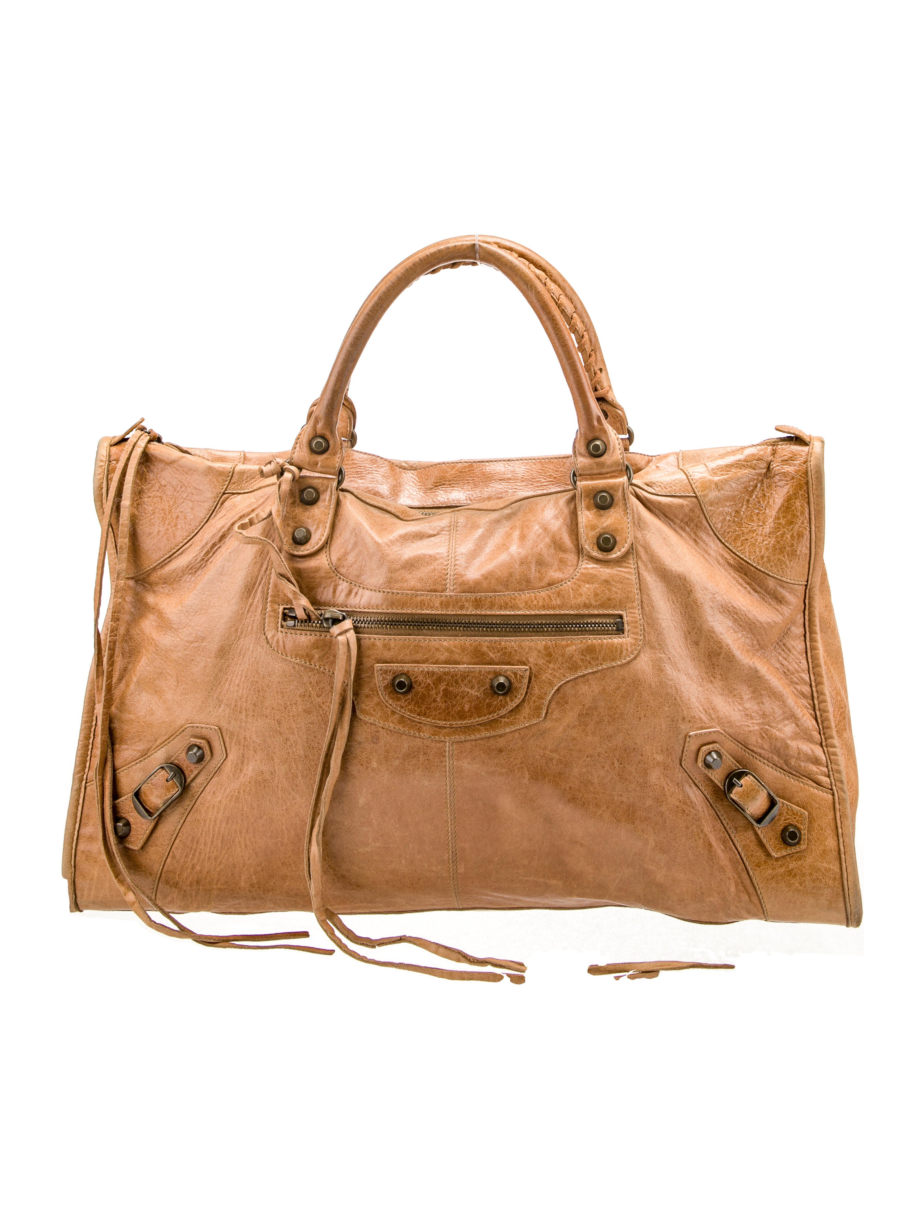 Balenciaga Motocross Classic Work Bag - Brown Handle Bags, Handbags ...