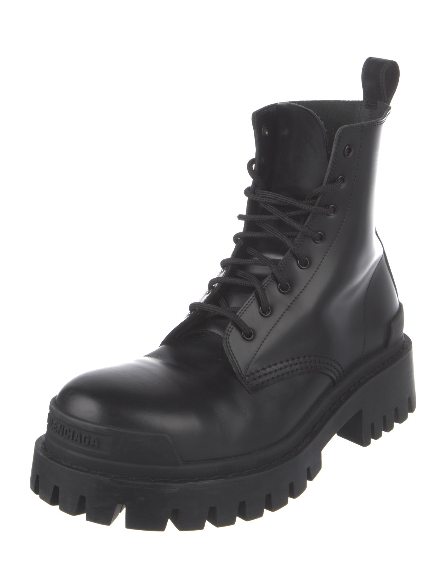Balenciaga Patent Leather Combat Boots - Black Boots, Shoes - BAL266755 ...