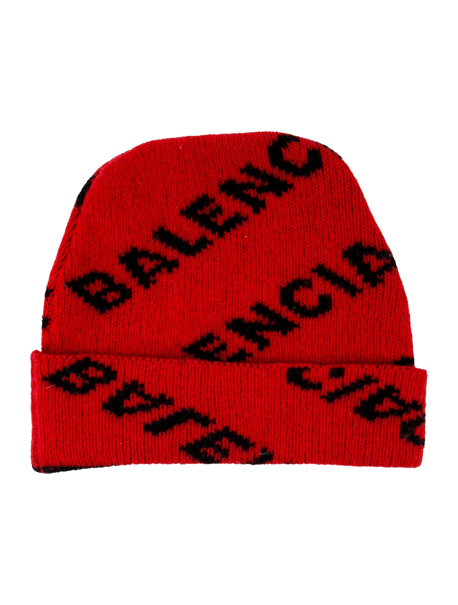 Balenciaga Logo Knitted Beanie - Red Hats, Accessories - BAL281535 ...