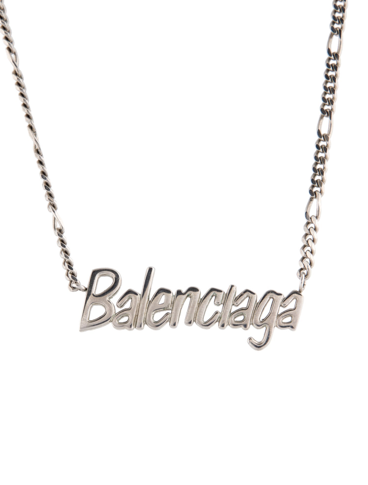 Balenciaga Typo Collar Pendant Necklace - Silver-Tone Metal Collar ...
