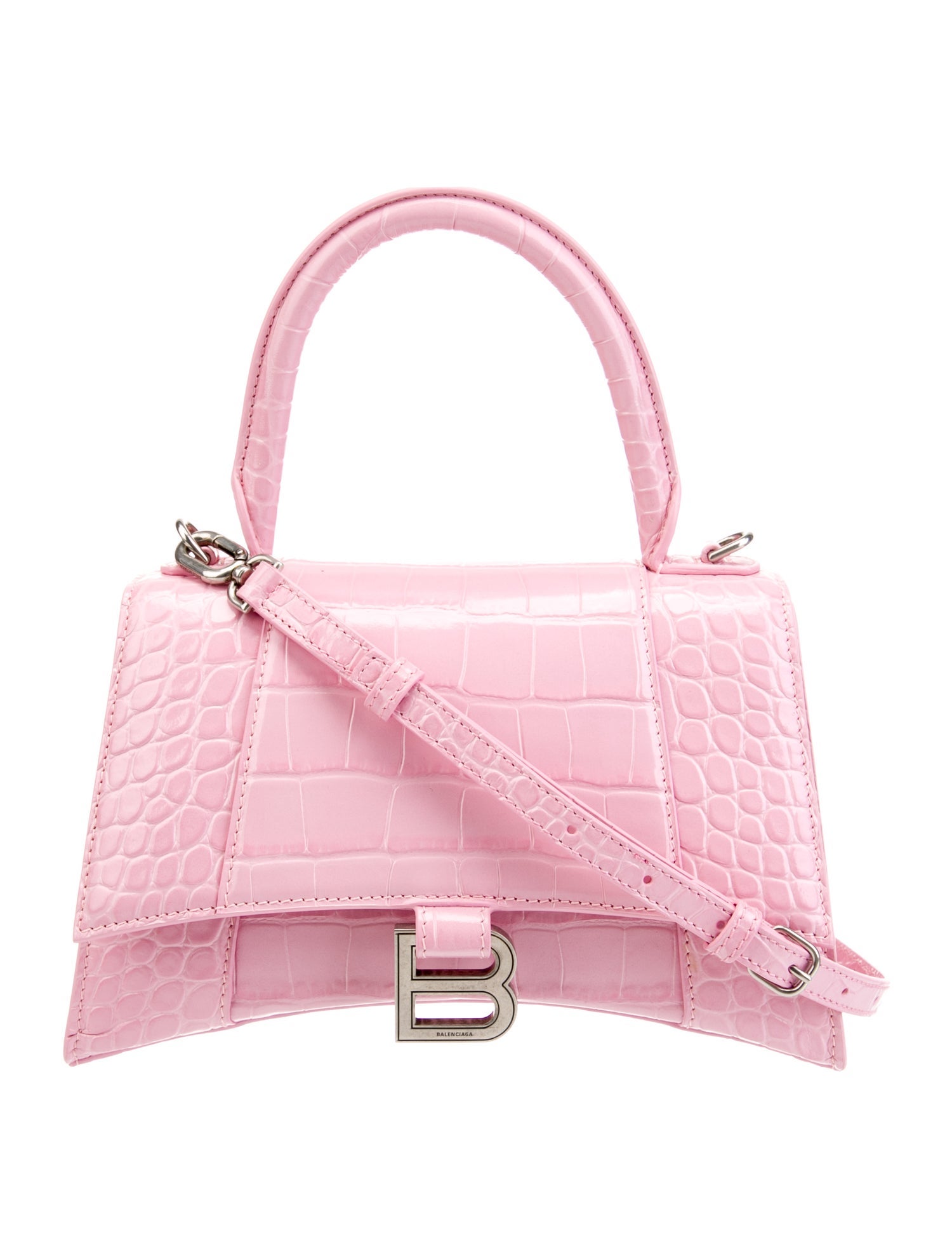Balenciaga Embossed Hourglass Small Top Handle Bag - Pink Handle Bags ...