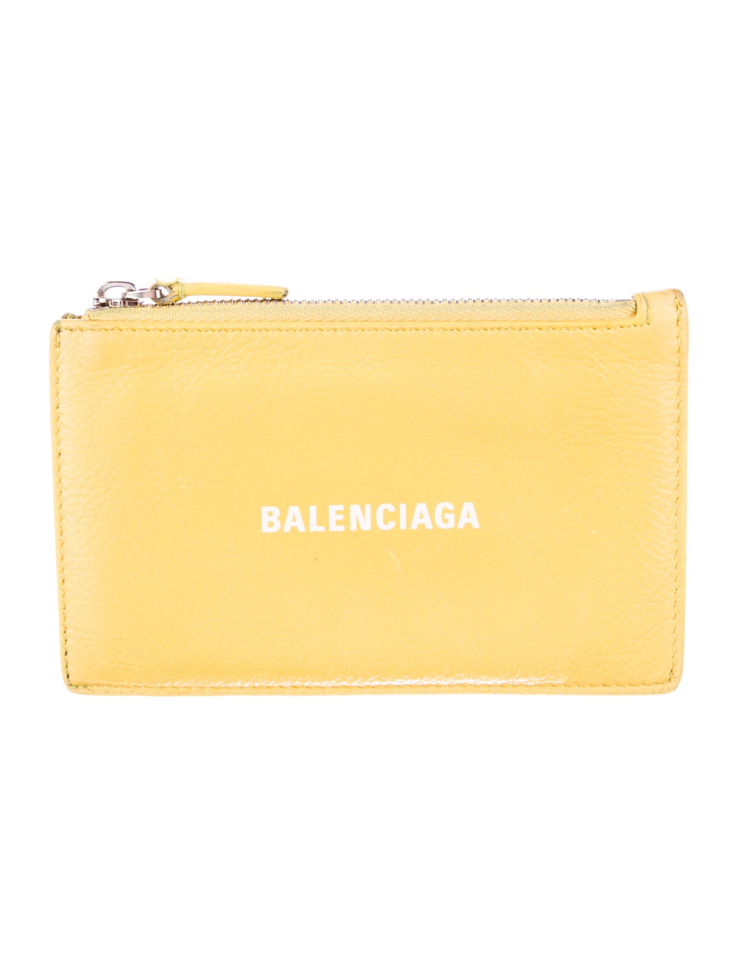 Balenciaga Leather Graphic Print Compact Wallet - Yellow Wallets ...