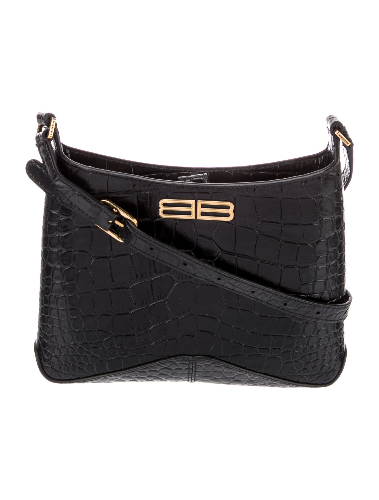 Balenciaga Embossed Leather Messenger Bag - Black Crossbody Bags ...