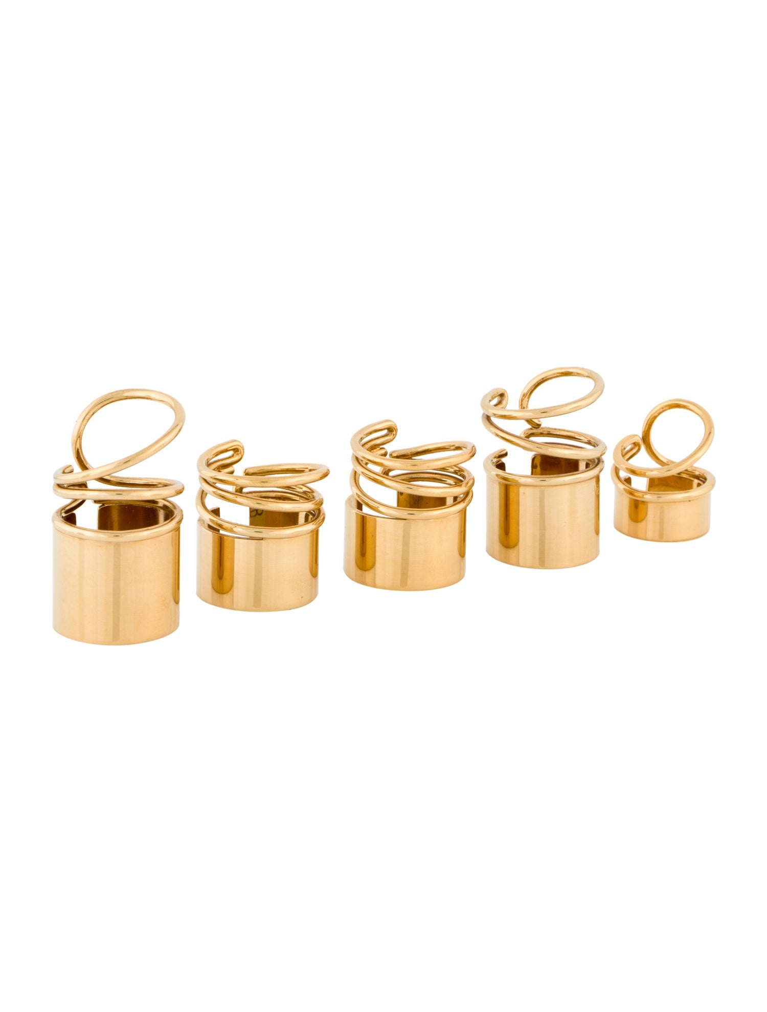 Balenciaga Ghesquiere Coil Ring Set of 5 - Gold-Tone Metal Band, Rings ...