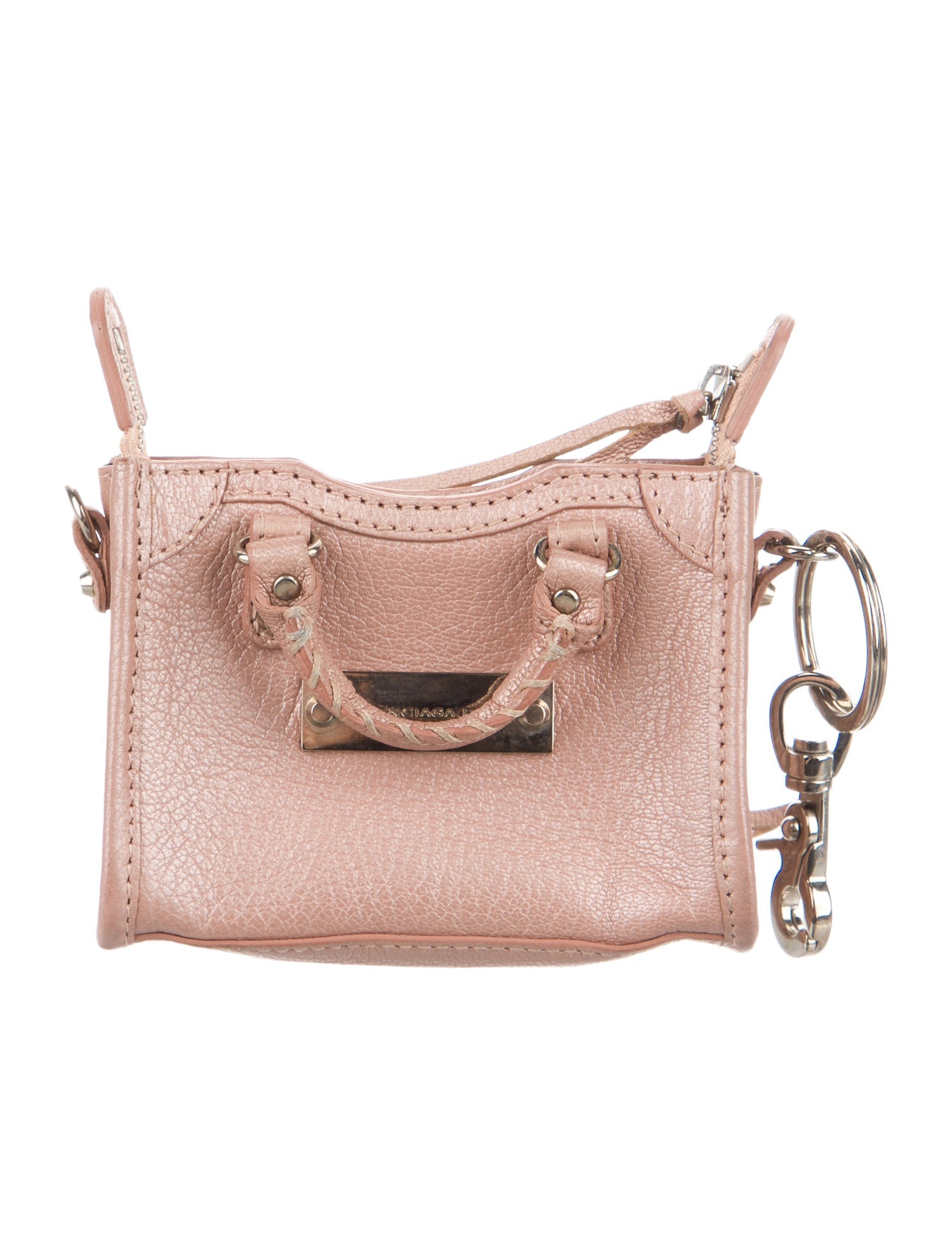 Balenciaga Leather Mini Bag Keychain - Pink Keychains, Accessories ...