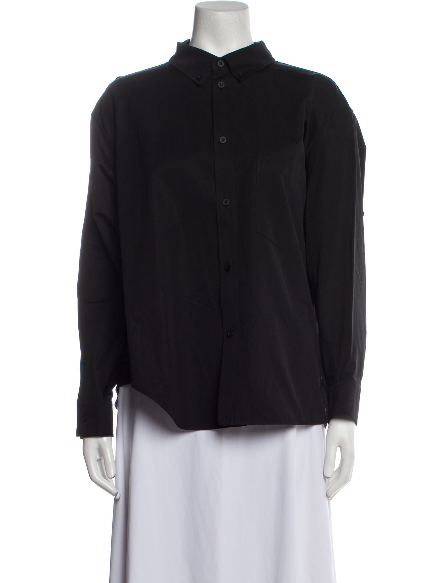 Balenciaga 2020 Mock Neck Button-Up Top - Black Tops, Clothing ...