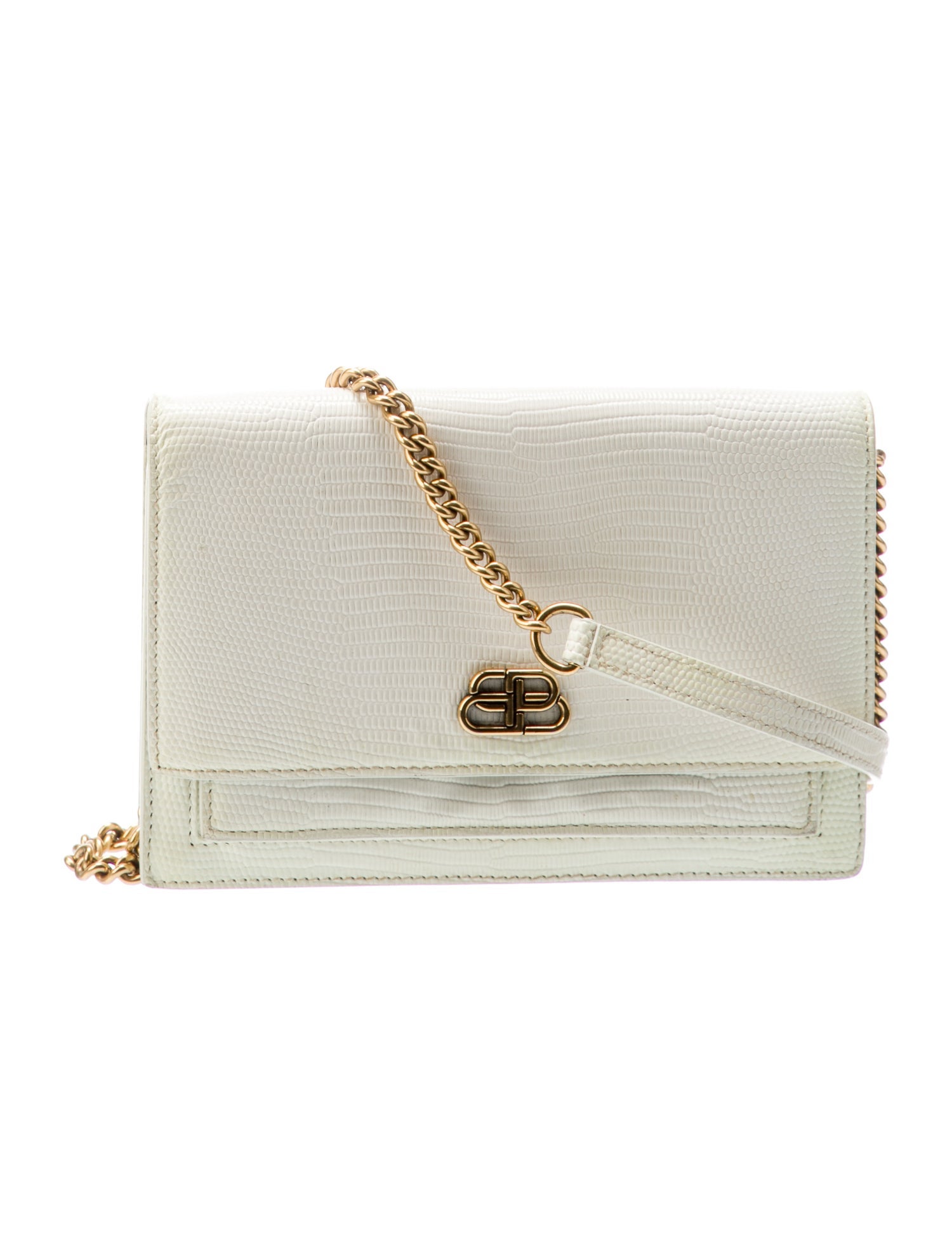 Balenciaga Leather Embossed Croc Sharp Chain Bag Small - White ...