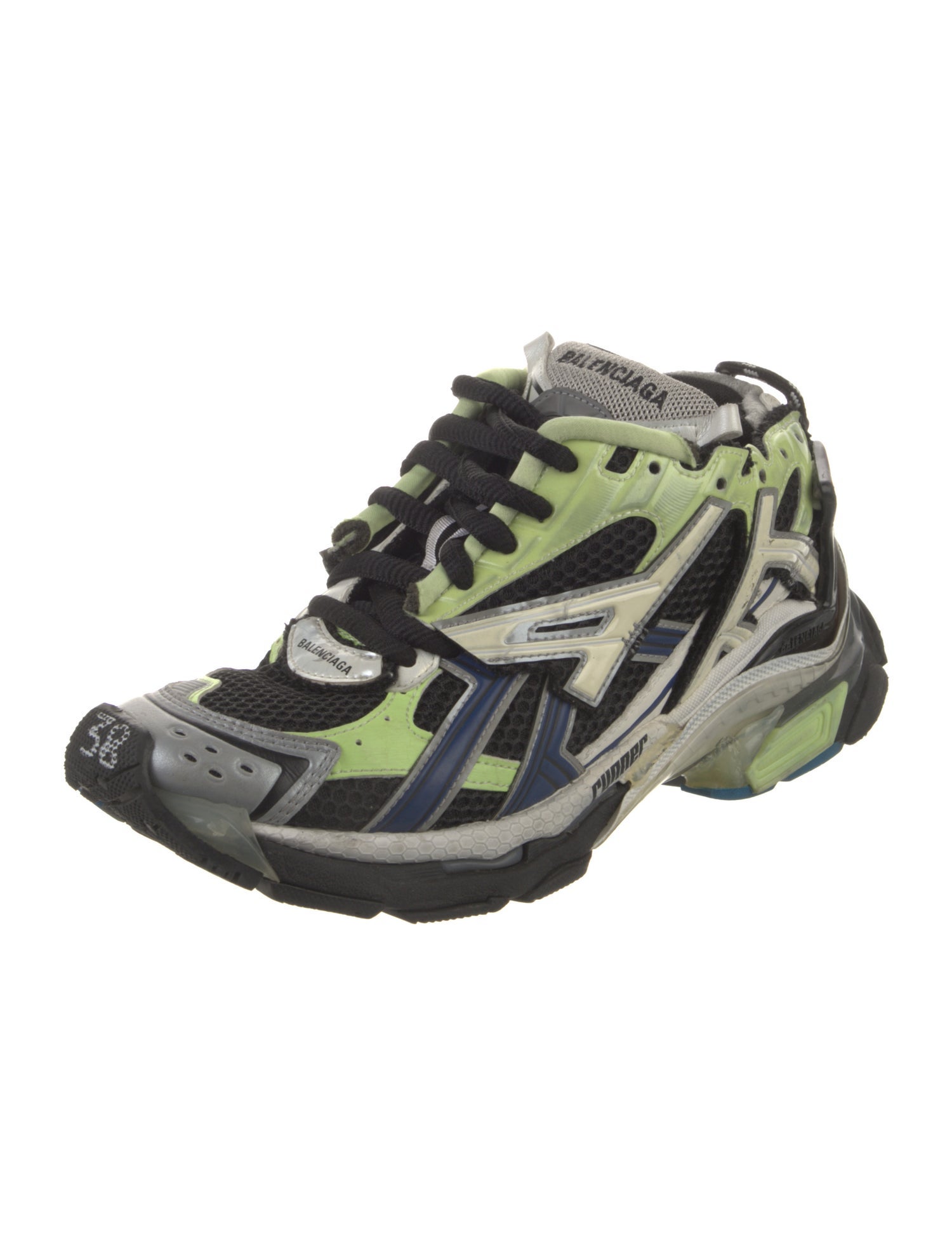 Balenciaga Mesh Colorblock Pattern Athletic Sneakers - Black Sneakers ...