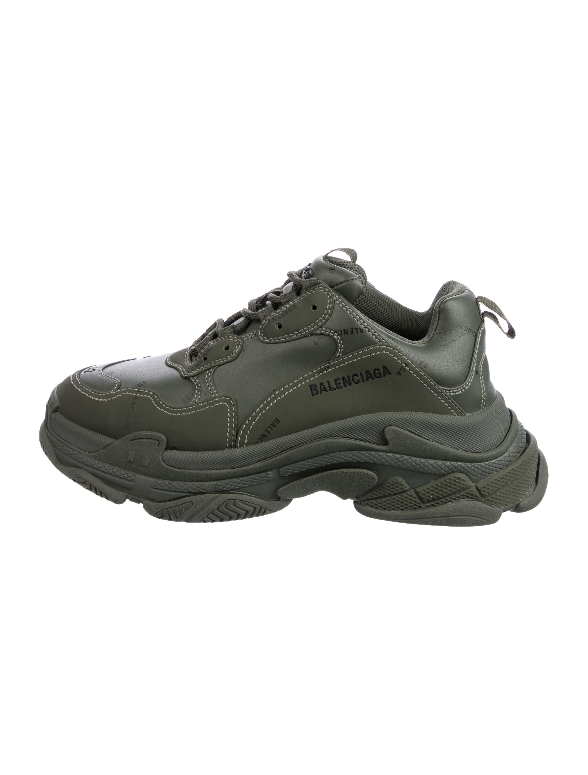 Balenciaga Triple S 'All-Over Logo' Sneakers - Green Sneakers, Shoes ...