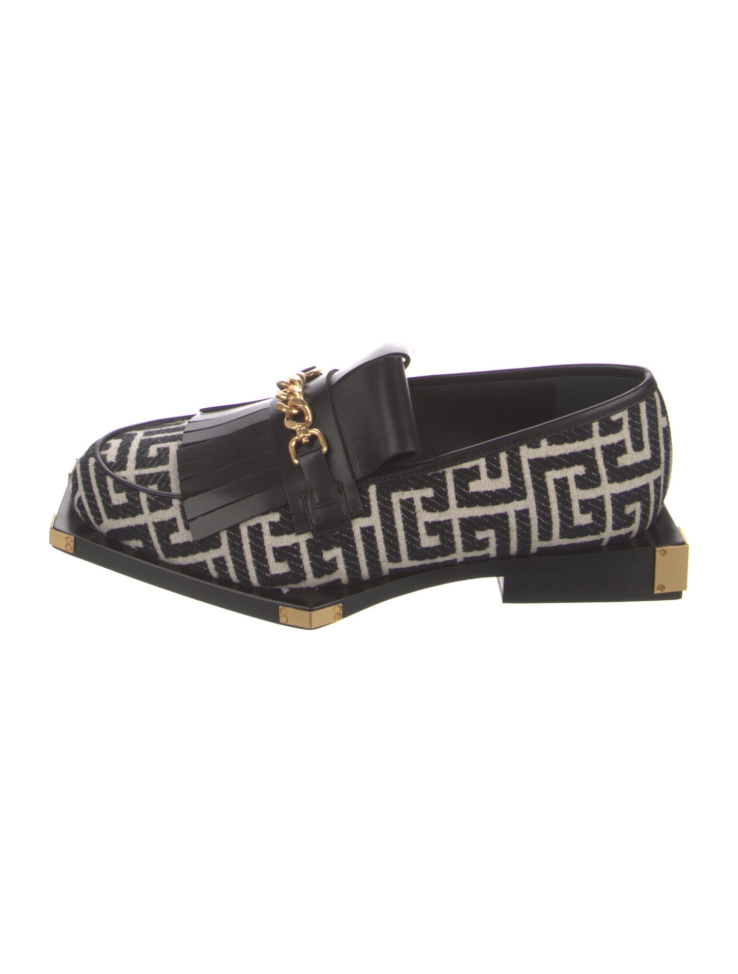 Balmain Canvas Printed Loafers w/ Tags - Black Flats, Shoes - BAM100435 ...