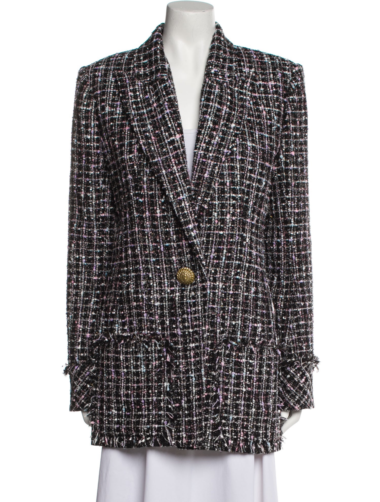 Balmain Tweed Pattern Blazer - Black Jackets, Clothing - BAM101581 ...
