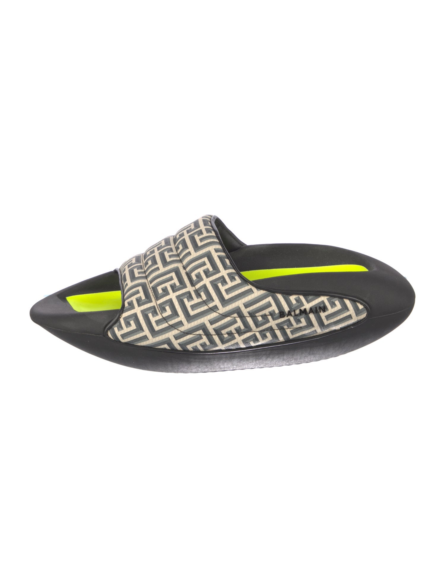Balmain Printed Leather Trim Embellishment Slides - Neutrals Sandals ...
