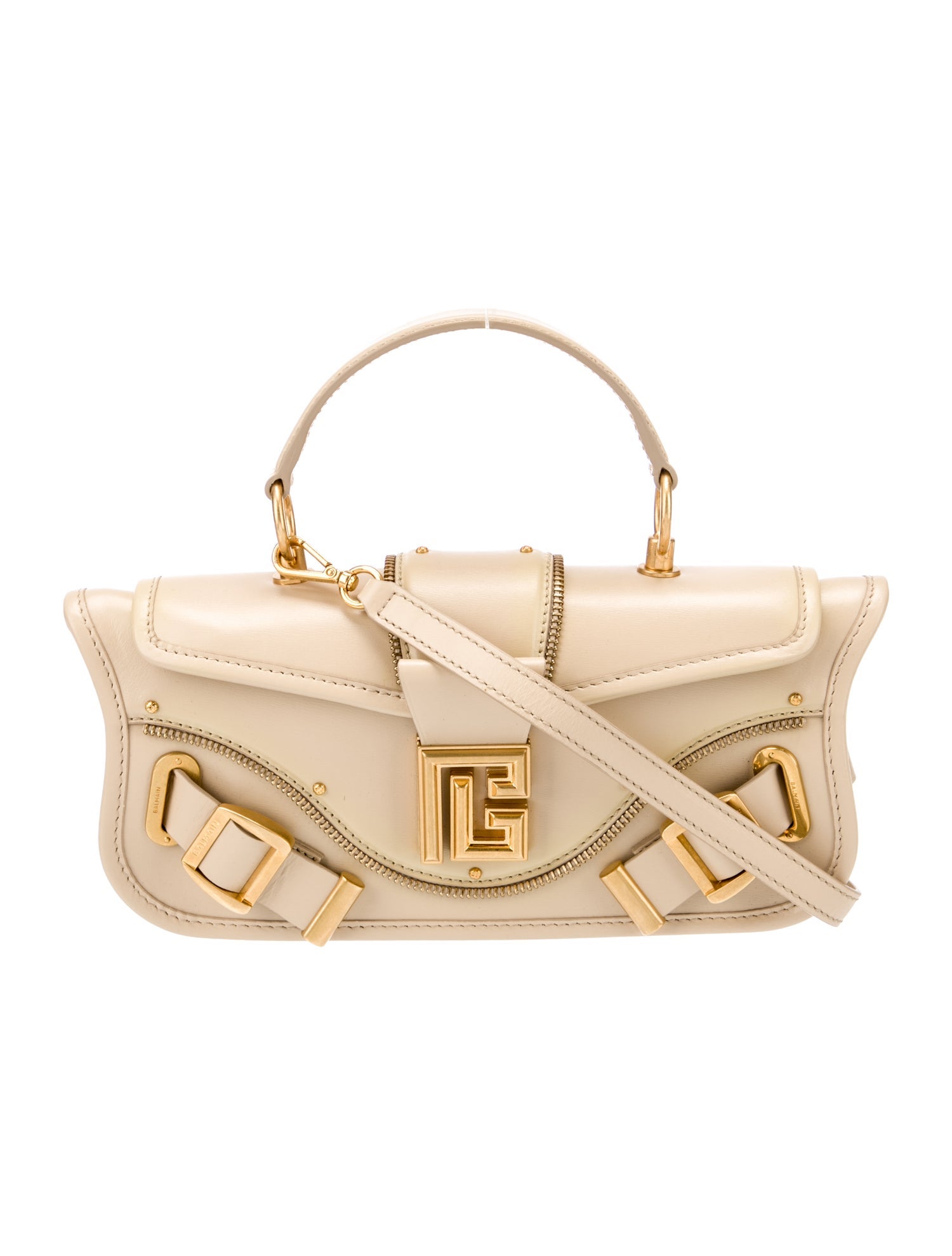 Balmain Leather Shoulder Bag - Neutrals Crossbody Bags, Handbags ...