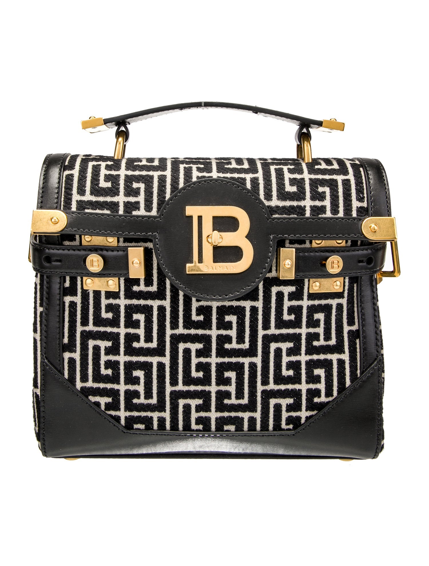 Balmain Monogram Top Handle Bag - Black Handle Bags, Handbags ...
