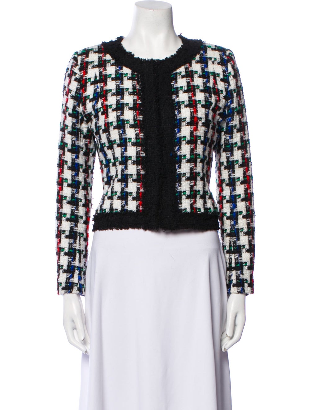 Balmain Tweed Jacket White Tweed Pattern Collarless H… - Gem