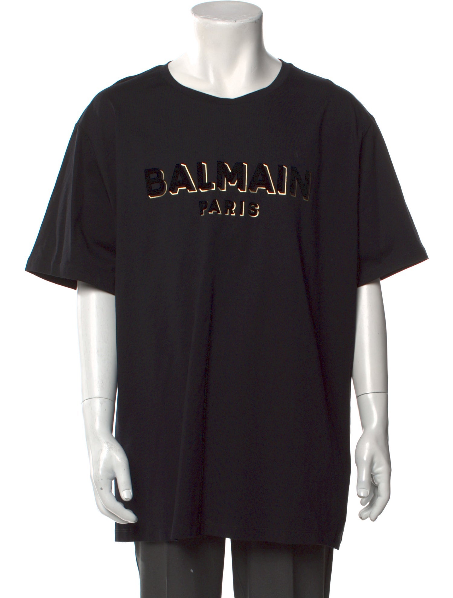 Balmain Signature Logo Graphic Print T-Shirt w/ Tags - Black T-Shirts ...