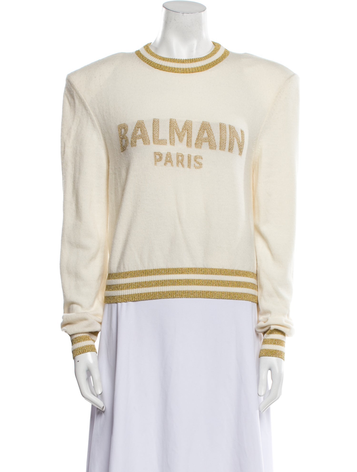 Balmain Wool Striped Sweater - Neutrals Knitwear, Clothing - BAM103787 ...