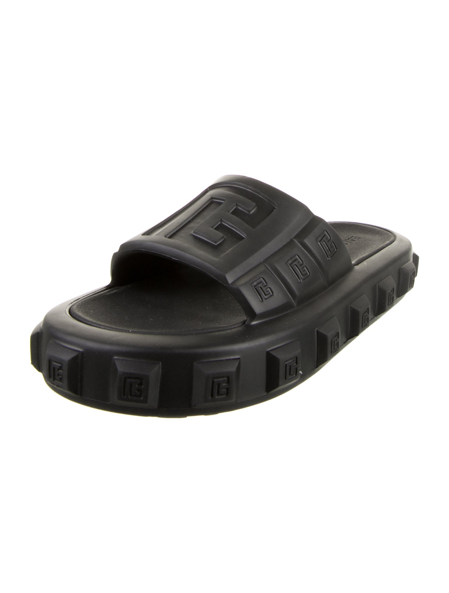 Balmain Rubber Printed Slides - Black Sandals, Shoes - BAM104567 | The ...