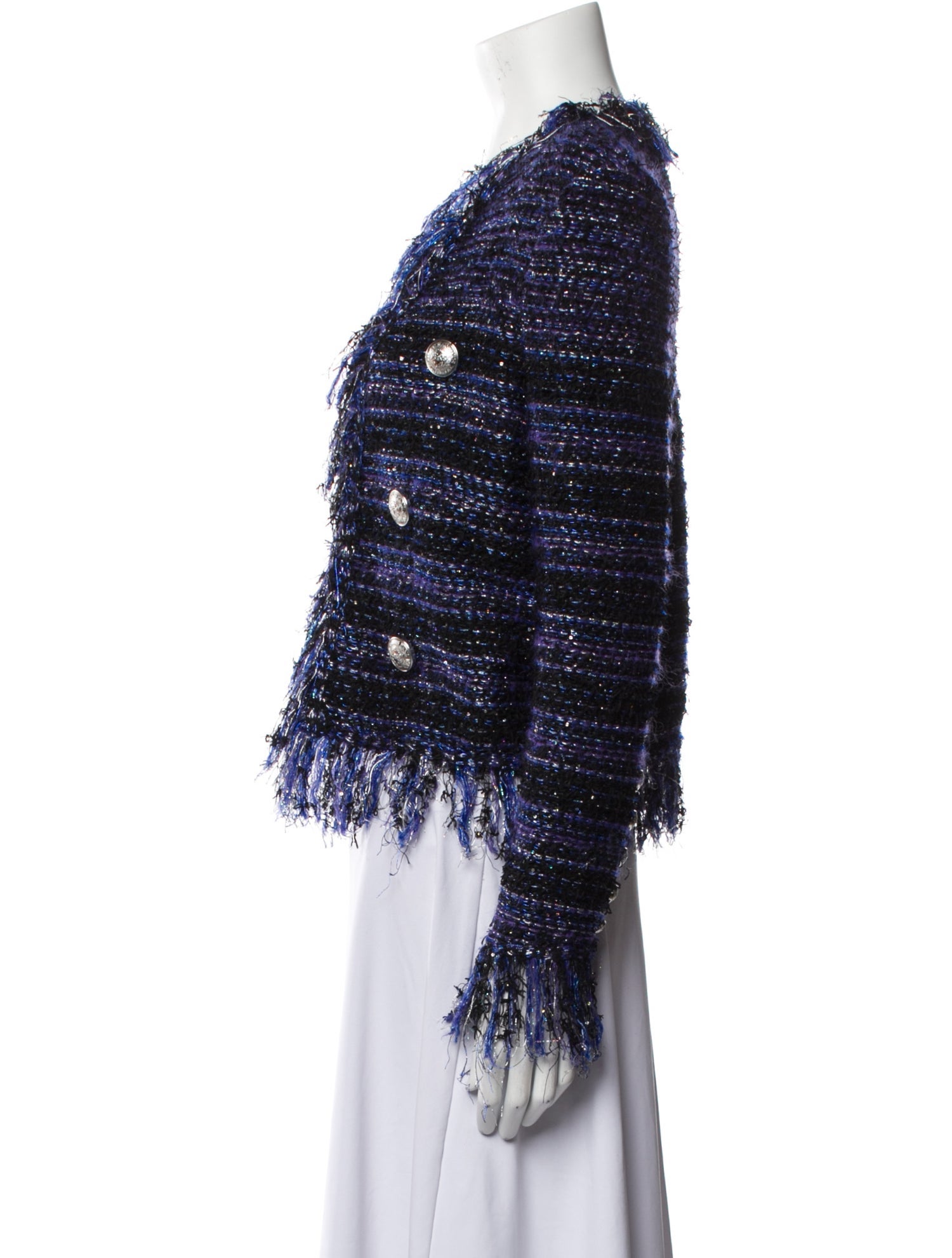 Balmain Tweed Pattern Jacket - Blue Jackets, Clothing - BAM105269 | The ...