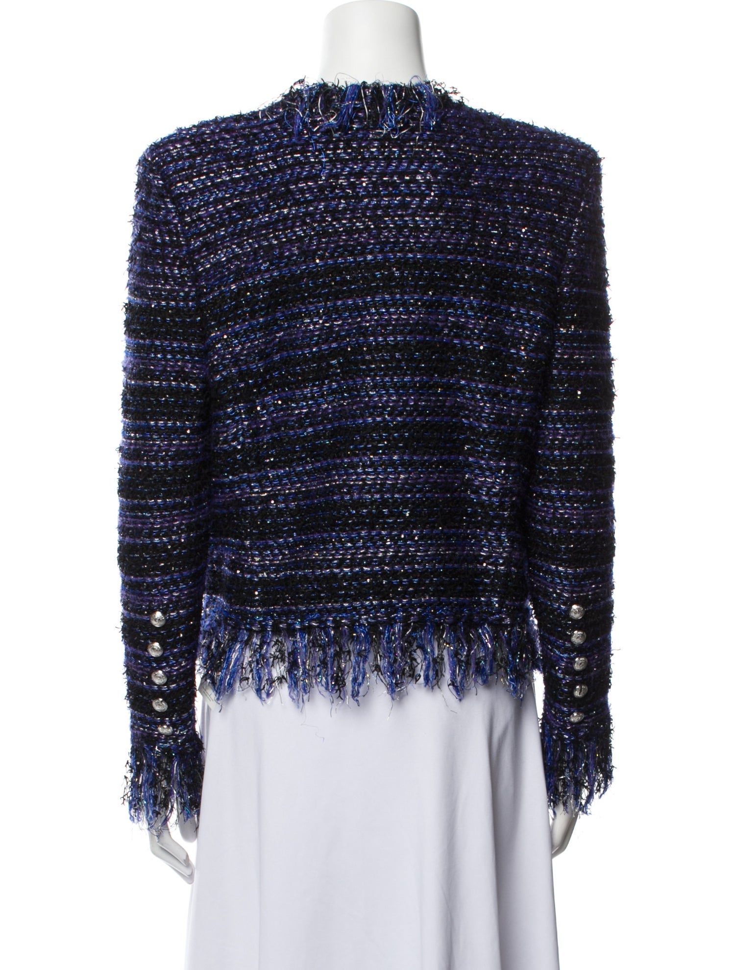 Balmain Tweed Pattern Jacket - Blue Jackets, Clothing - BAM105269 | The ...