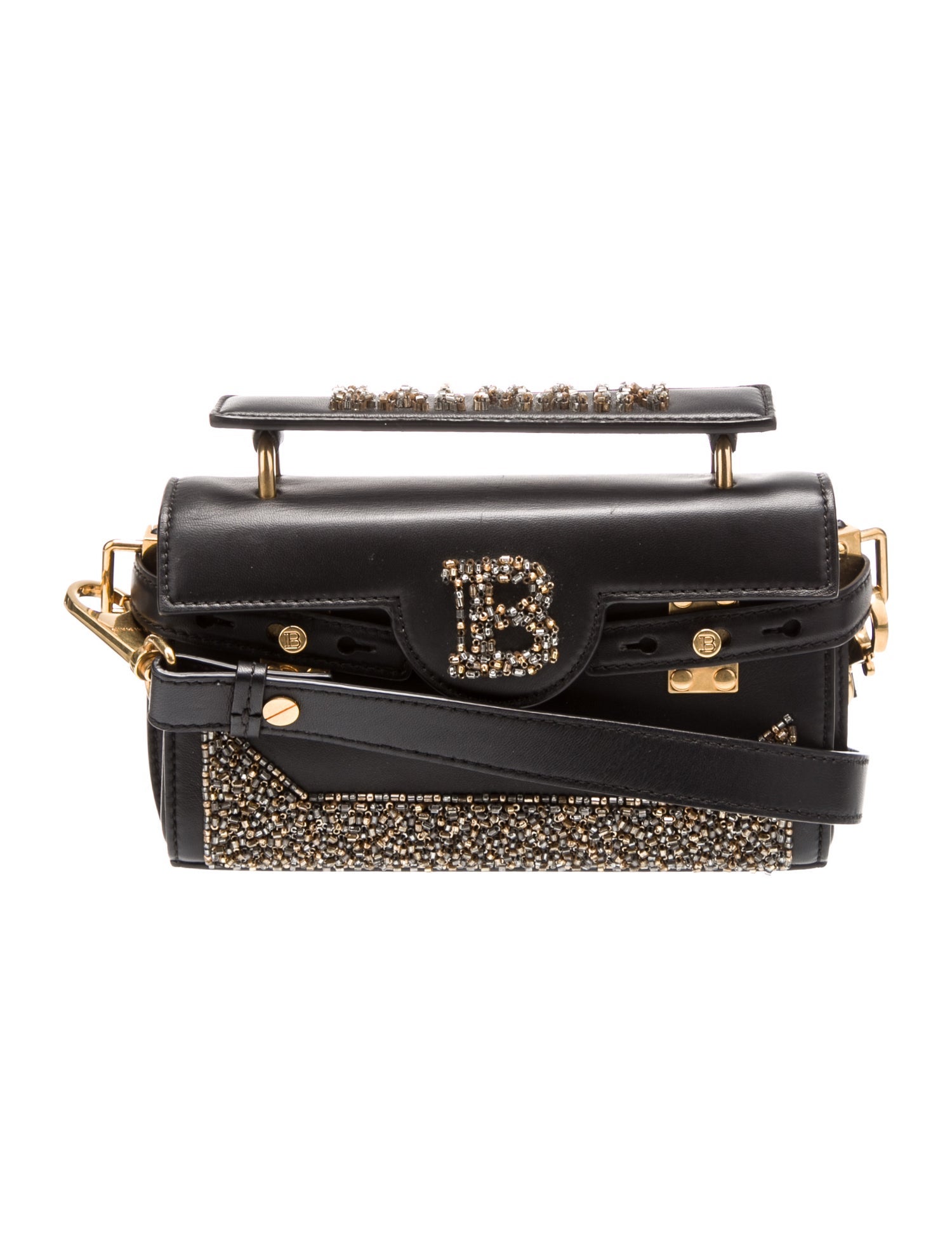 Balmain Leather Shoulder Bag - Black Shoulder Bags, Handbags ...