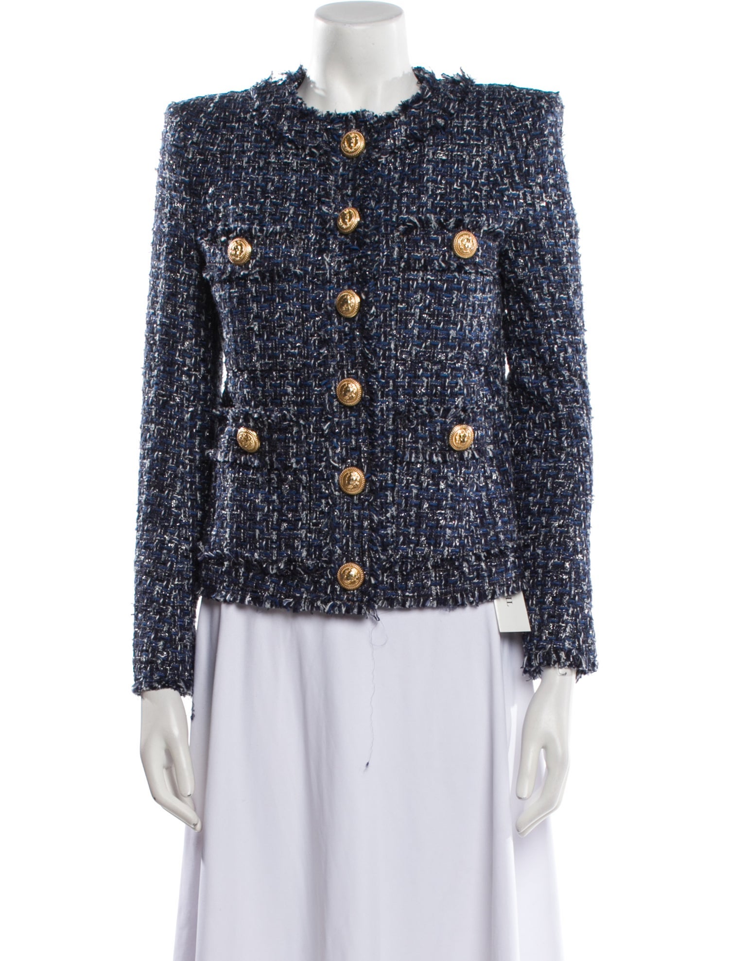 Balmain Tweed Pattern Evening Jacket - Blue Jackets, Clothing ...