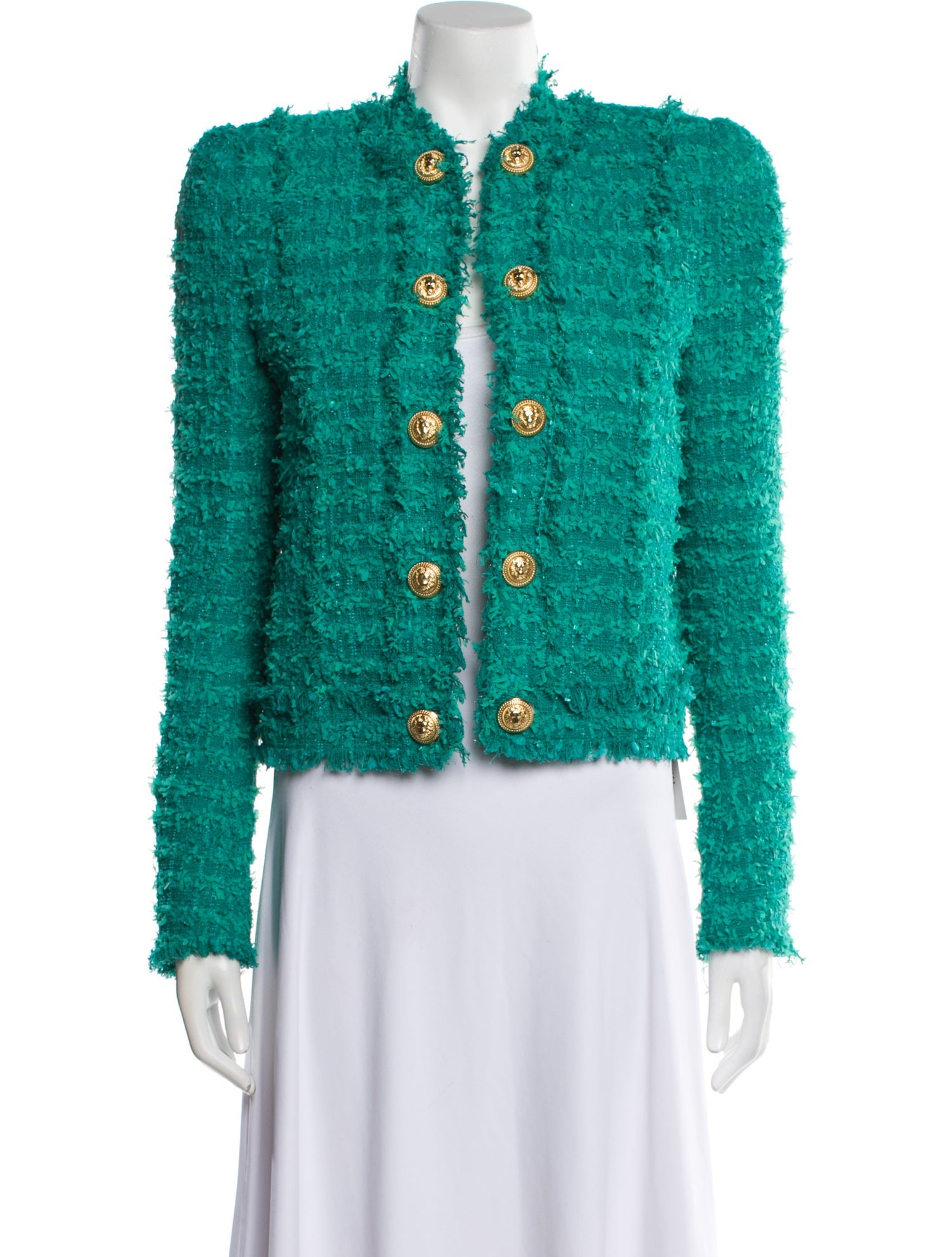 Balmain Tweed Tweed Pattern Evening Jacket - Green Jackets, Clothing ...