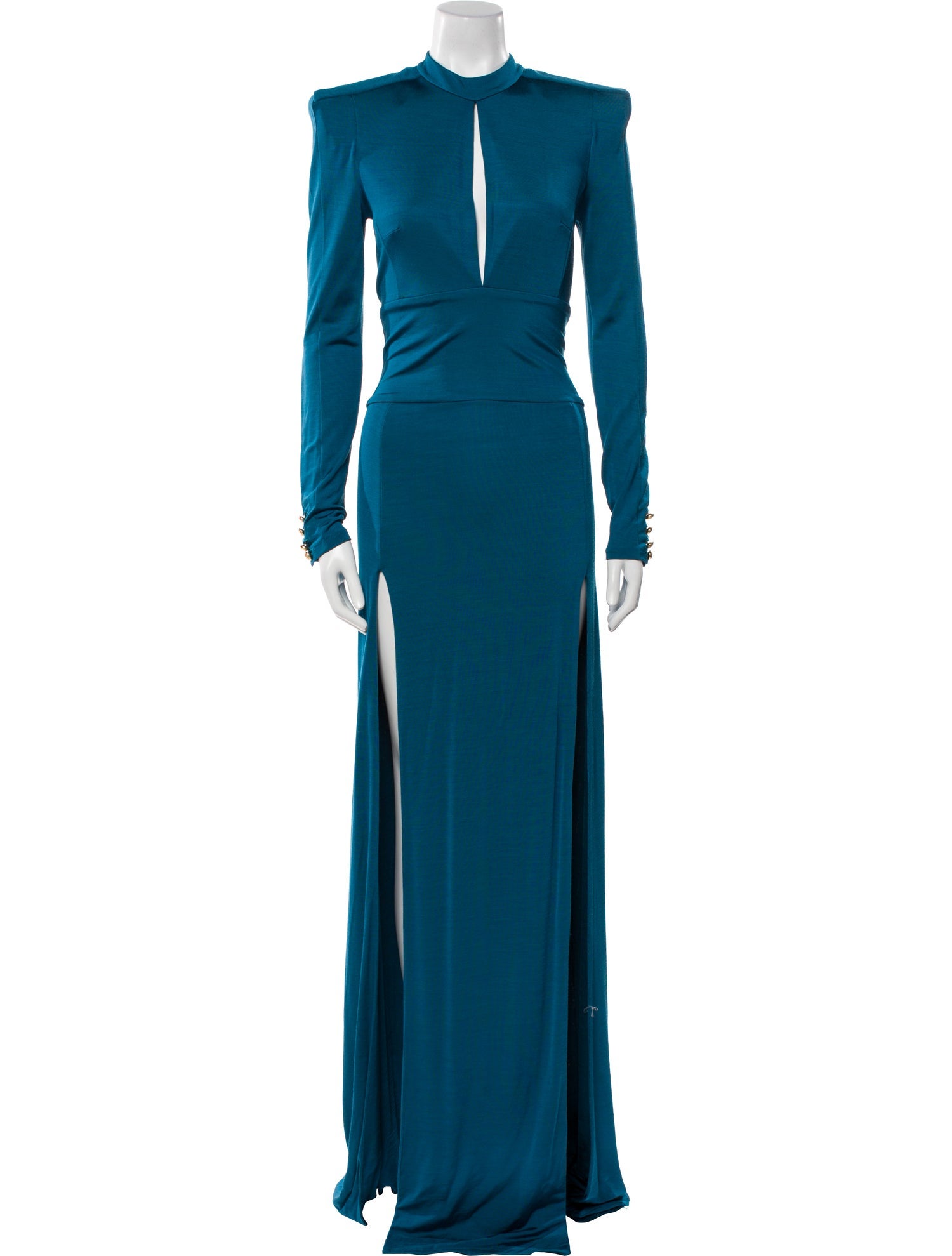 Balmain Mock Neck Long Dress w/ Tags - Blue Dresses, Clothing ...