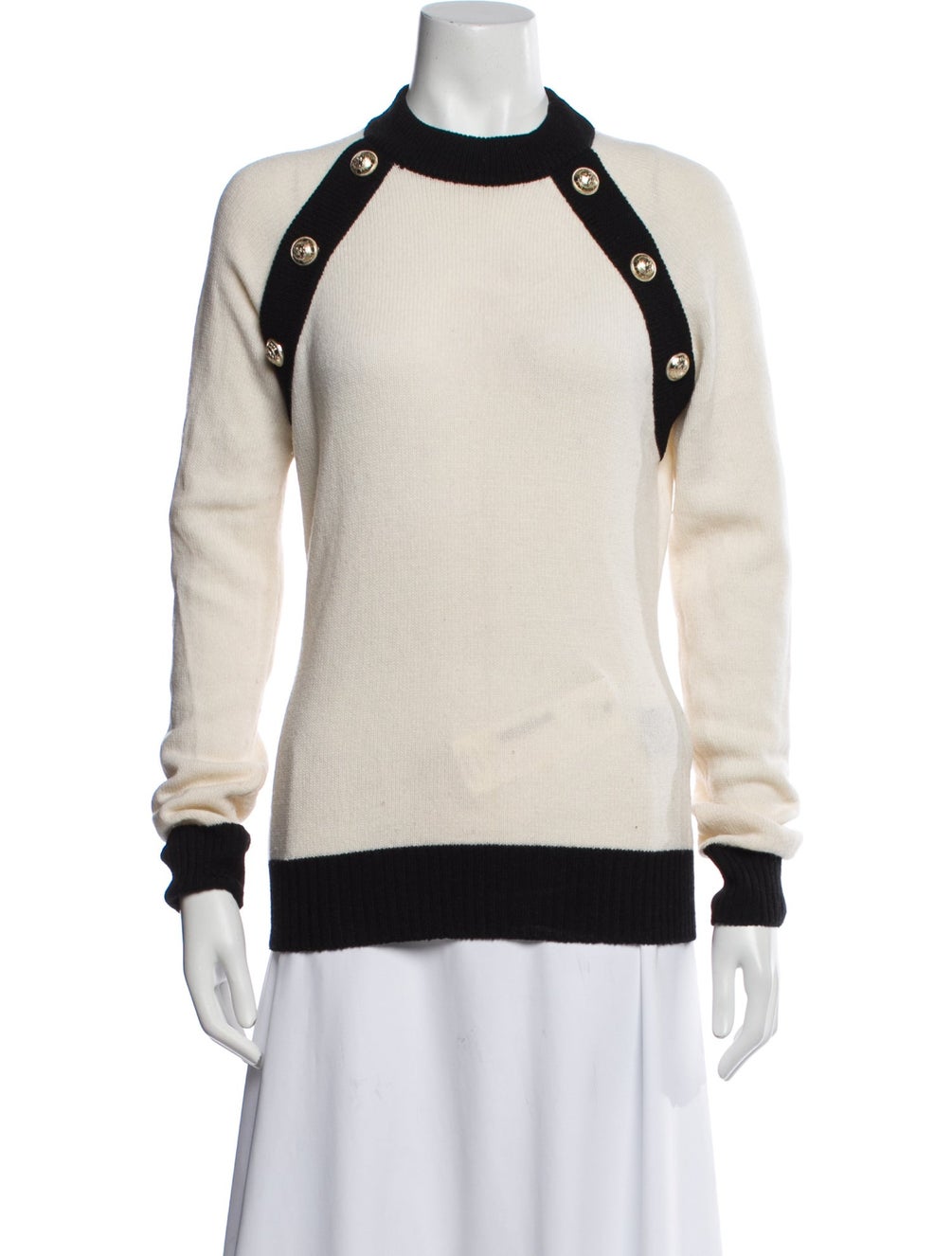 Balmain Virgin Wool Colorblock Pattern Sweater - Neutrals Knitwear ...