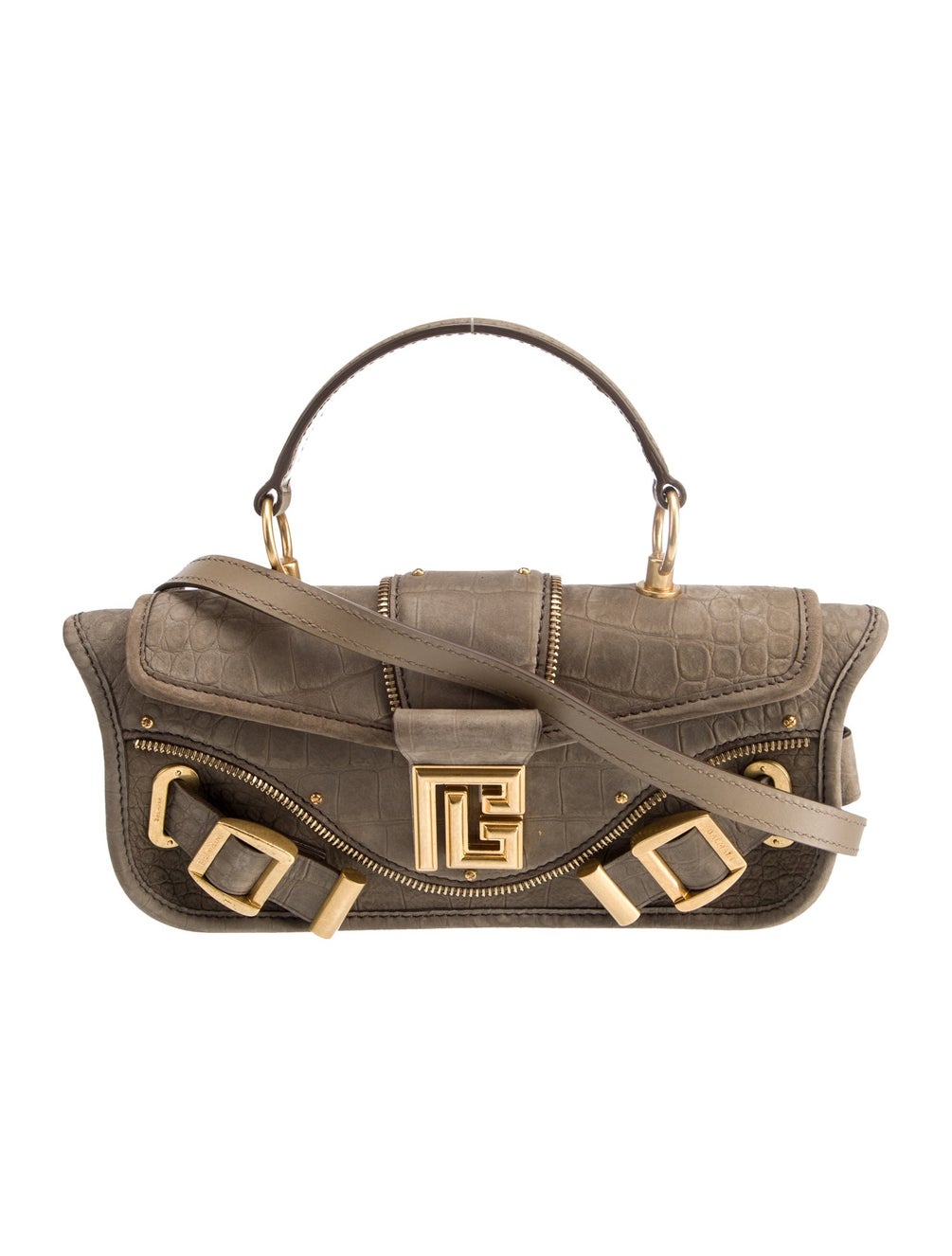 Balmain Suede Top Handle Bag - Neutrals Handle Bags, Handbags ...