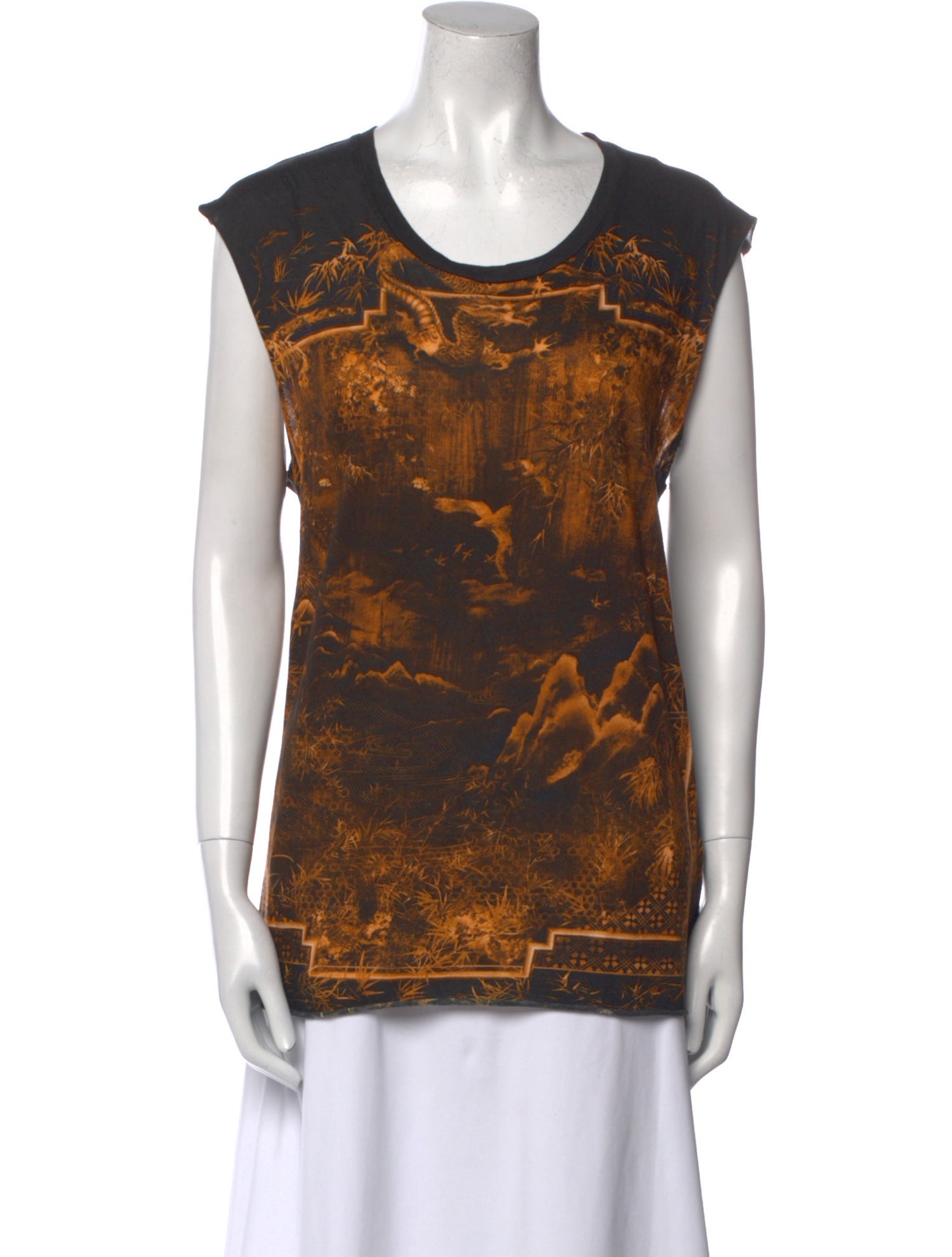 Balmain Printed Scoop Neck Top - Grey Tops, Clothing - BAM118550 | The ...