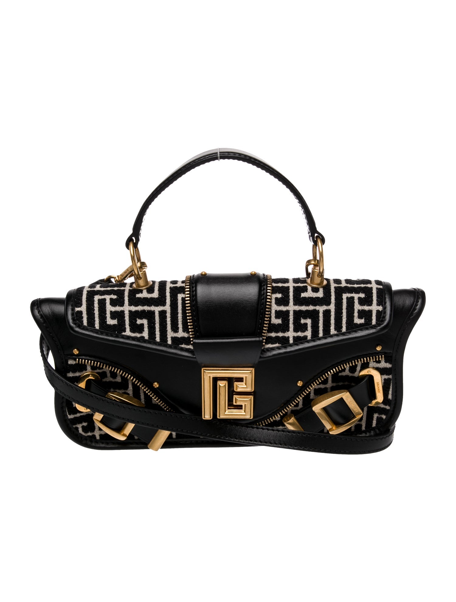 Balmain Leather Top Handle Bag - Black Handle Bags, Handbags ...