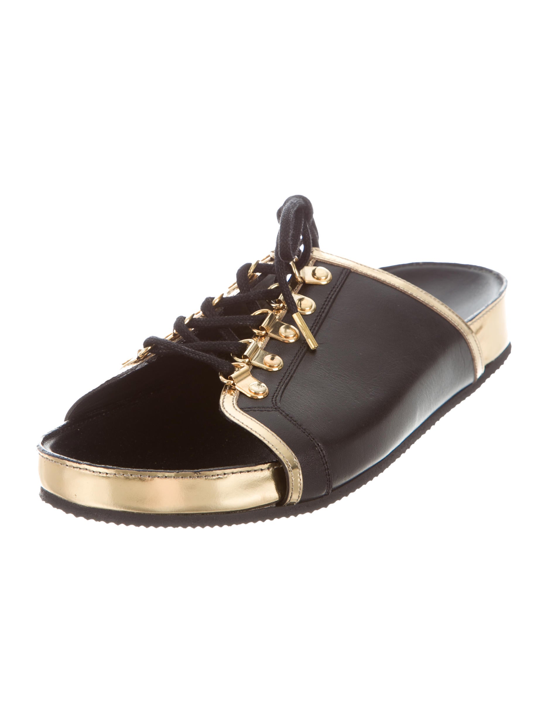 Balmain Lace-Up Slide Sandals - Black Sandals, Shoes - BAM24385 | The ...