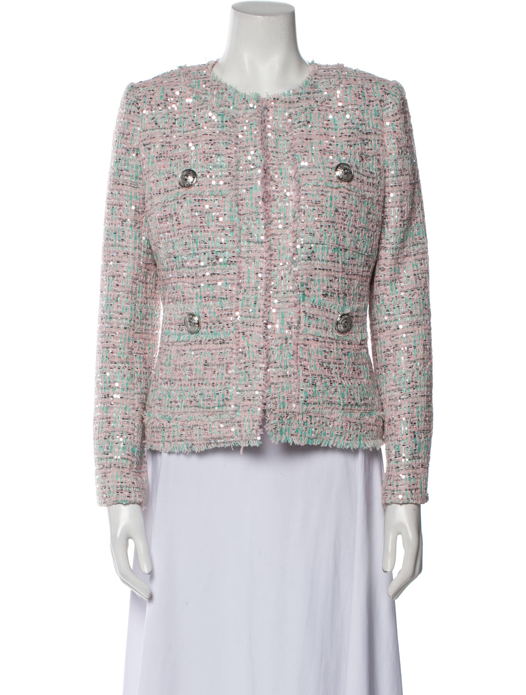 Balmain Tweed Pattern Evening Jacket - Pink Jackets, Clothing ...