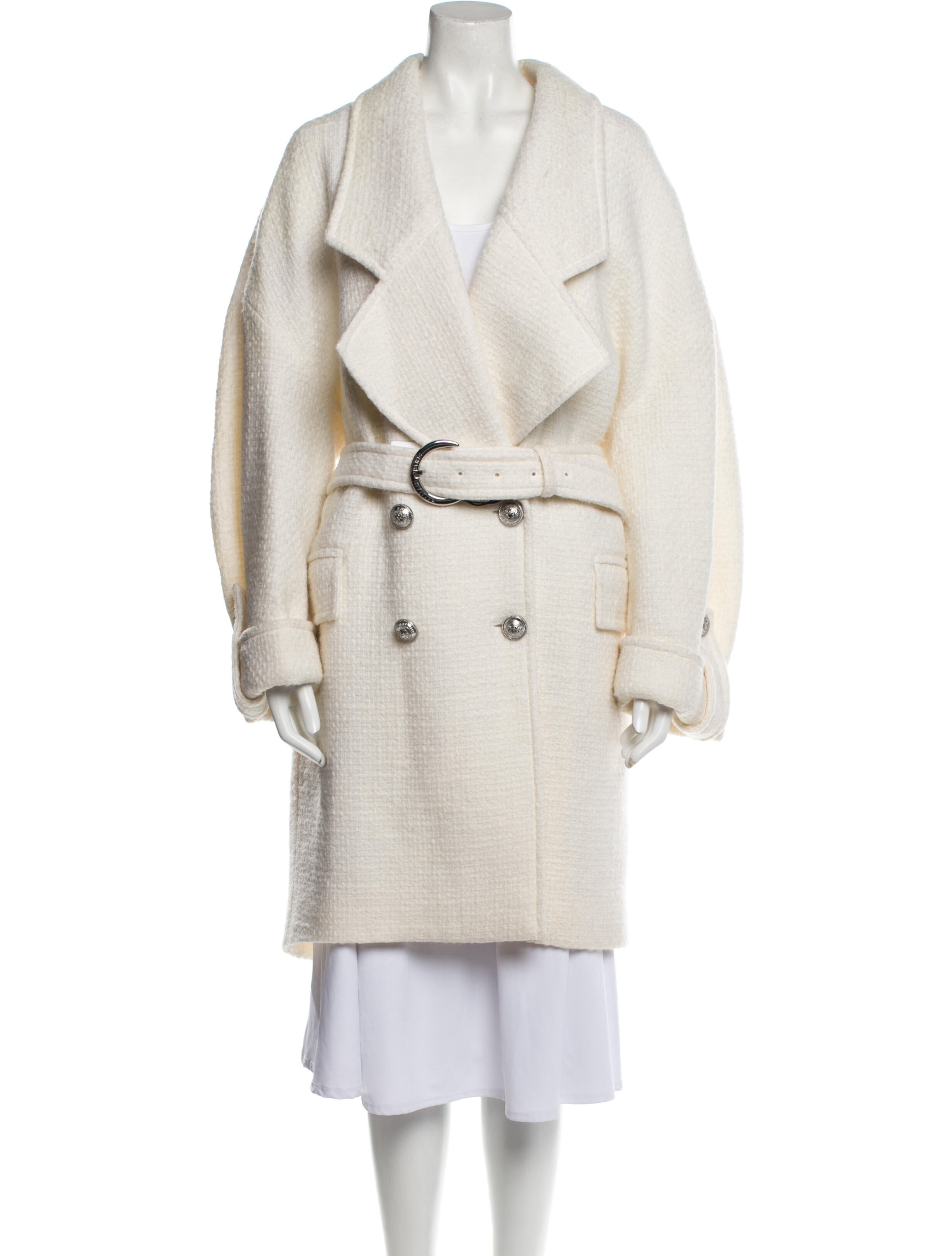 Balmain Virgin Wool Trench Coat w/ Tags - Neutrals Coats, Clothing ...