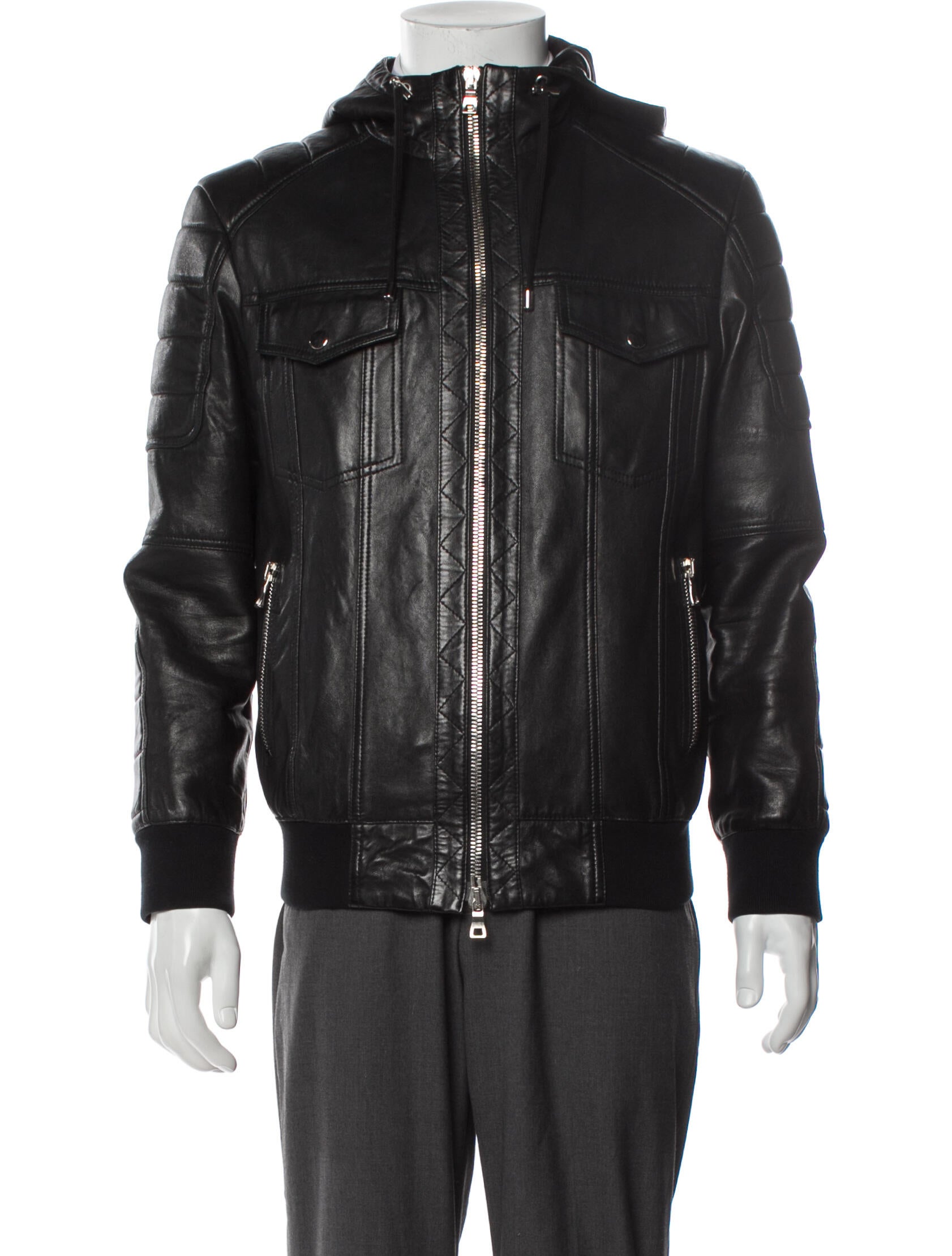 Balmain Lambskin Moto Jacket - Black Outerwear, Clothing - BAM74347 ...