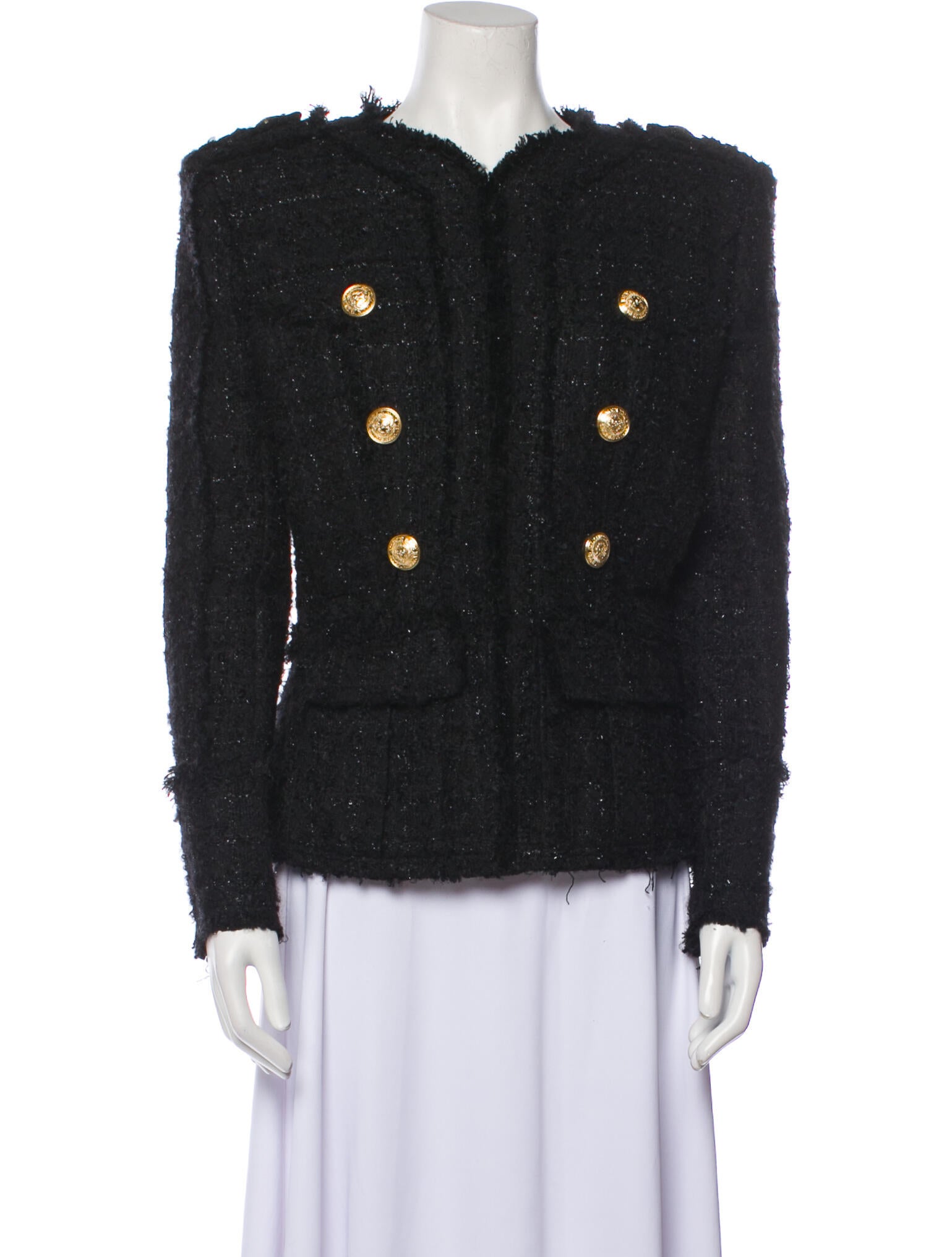 Balmain Tweed Pattern Evening Jacket - Black Jackets, Clothing ...