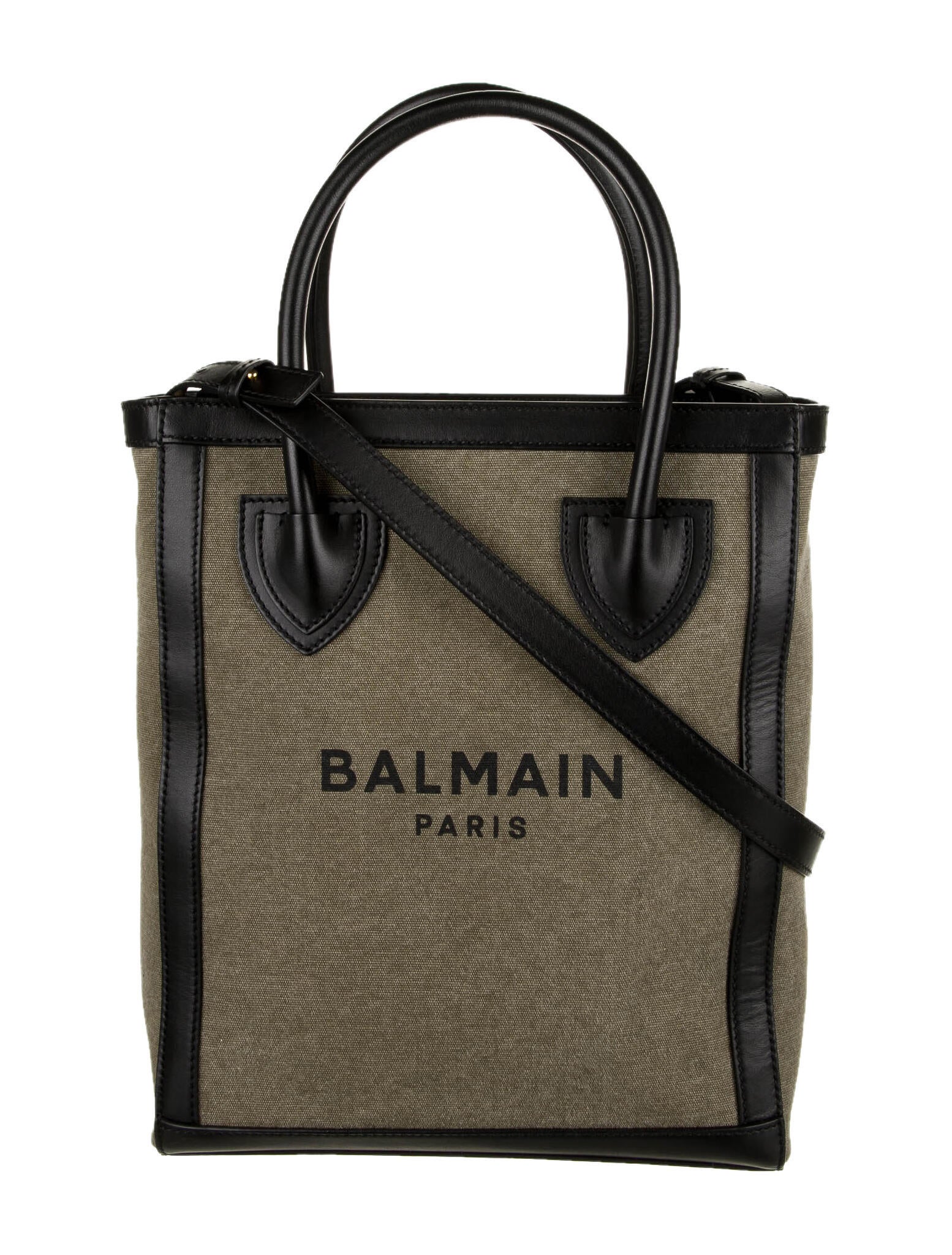 Balmain Canvas Monogram Handle Bag - Green Totes, Handbags - BAM74730 ...