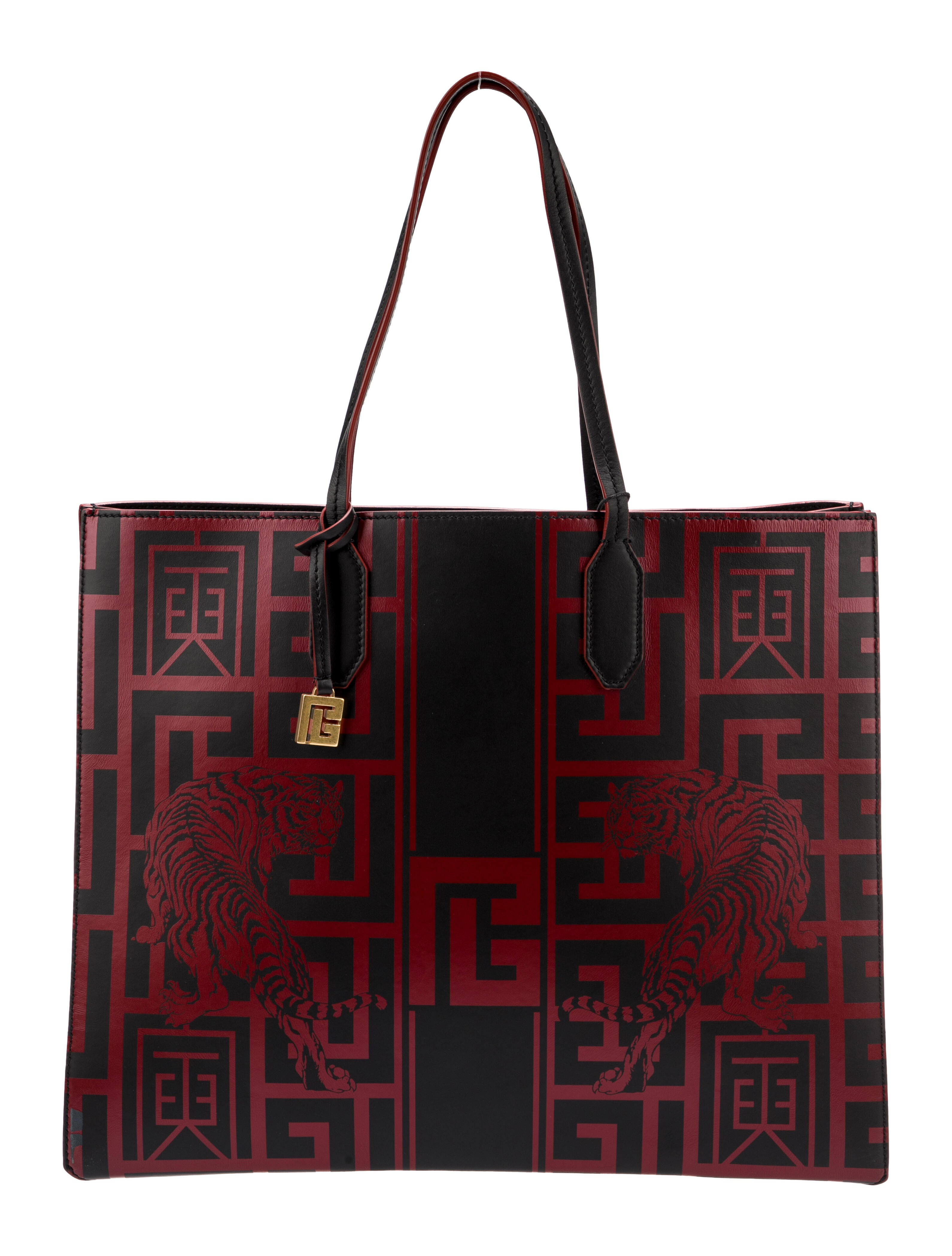 Balmain Lunar New Year Leather Tote - Burgundy Totes, Handbags ...