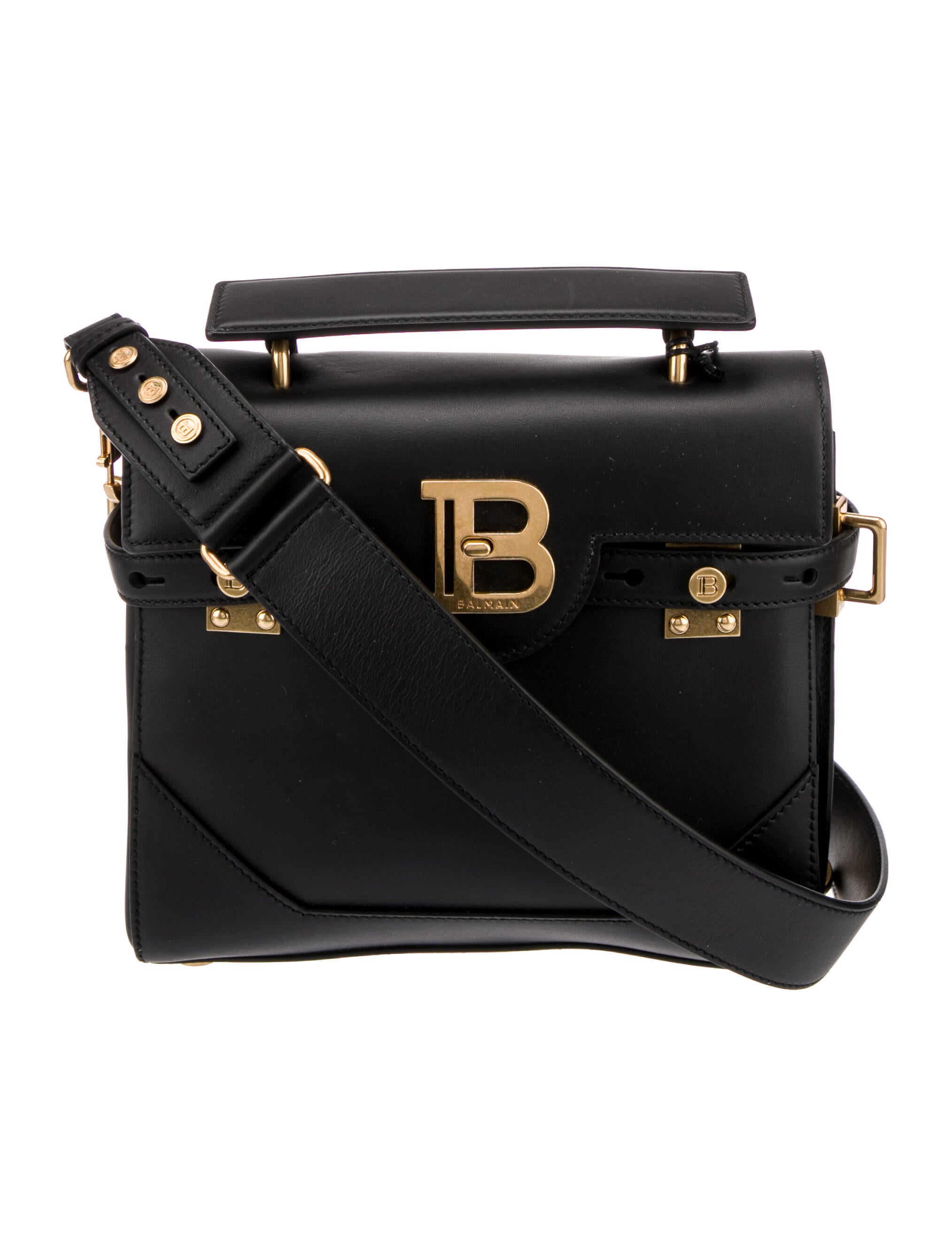 Balmain Leather B-Buzz Top Handle Bag w/Tags - Black Handle Bags ...