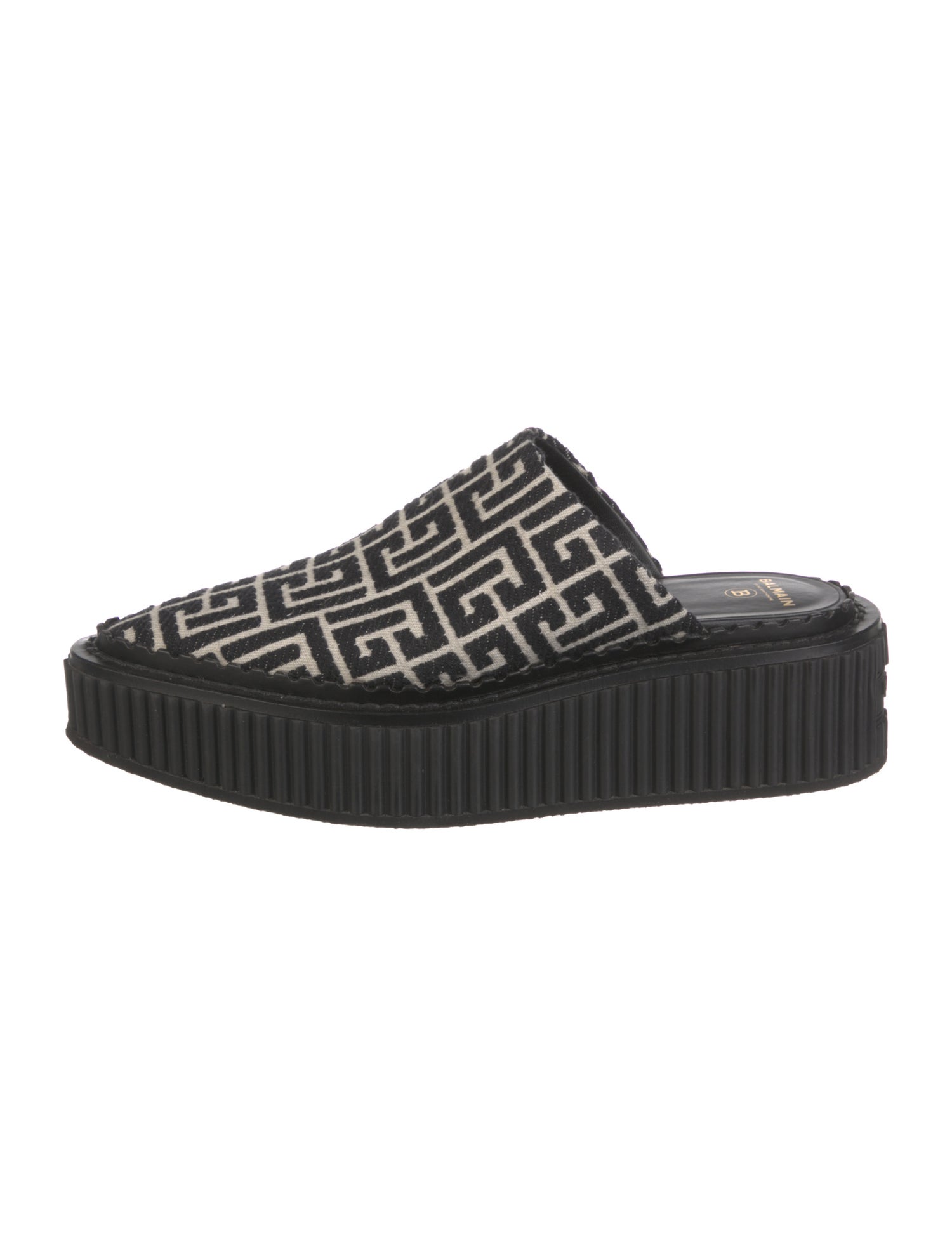 Balmain Printed Mules - Black Flats, Shoes - BAM78015 | The RealReal