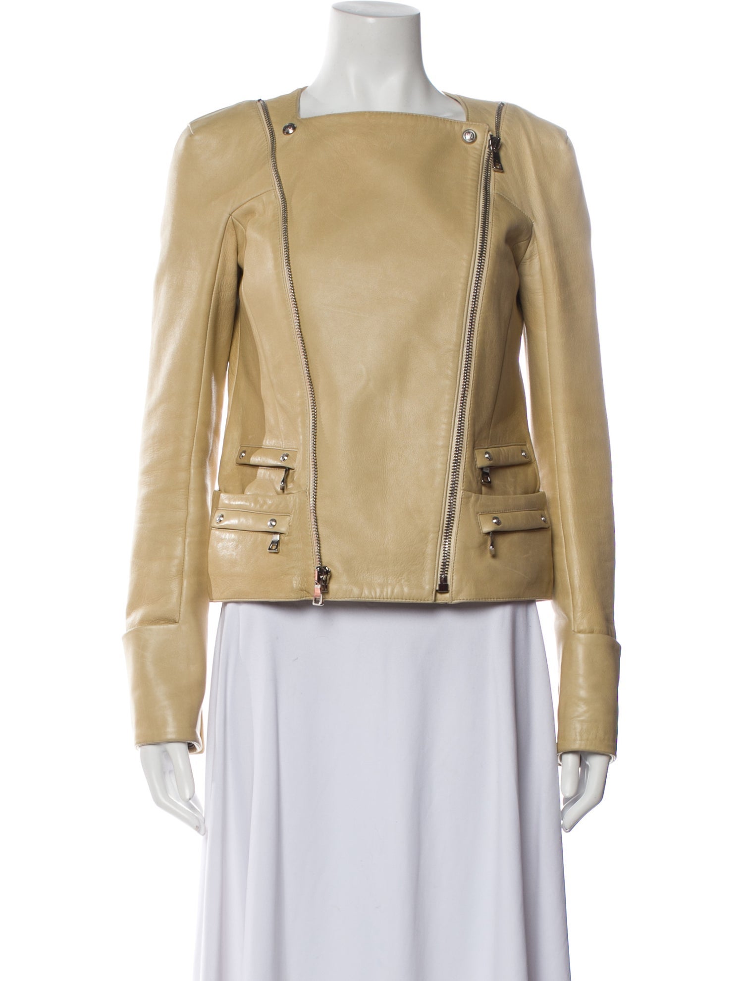 Balmain Lambskin Biker Jacket - Neutrals Jackets, Clothing - BAM79596 ...