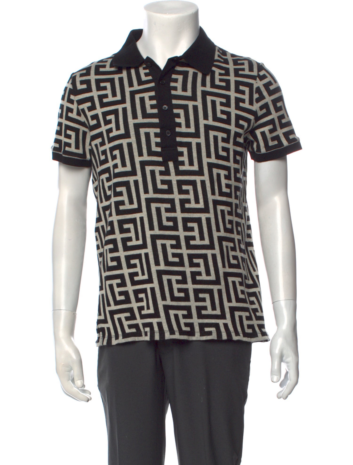 Balmain Printed Collar Polo Shirt - White Polos, Clothing - BAM80926 ...