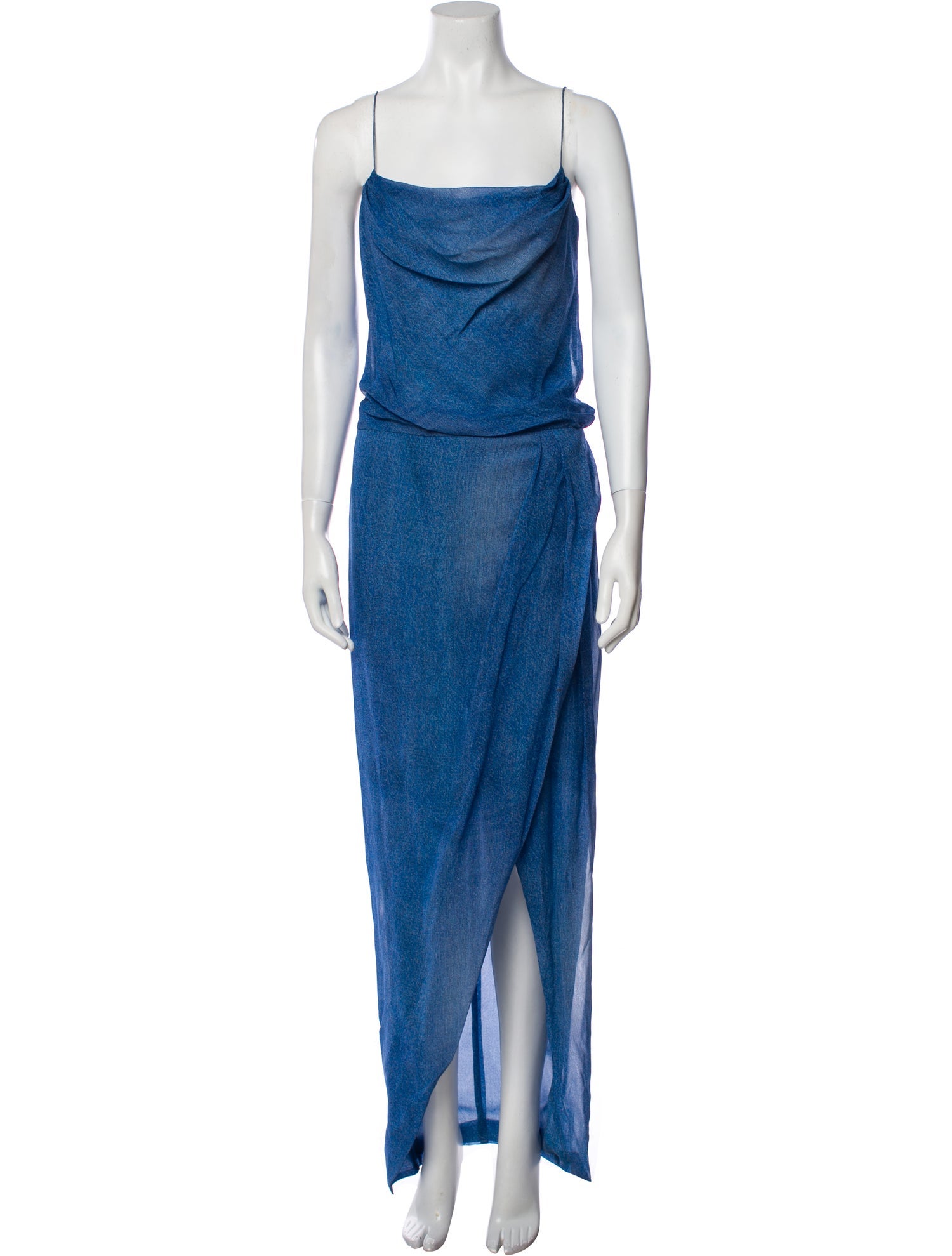 Balmain Silk Long Dress - Blue Dresses, Clothing - BAM81216 | The RealReal