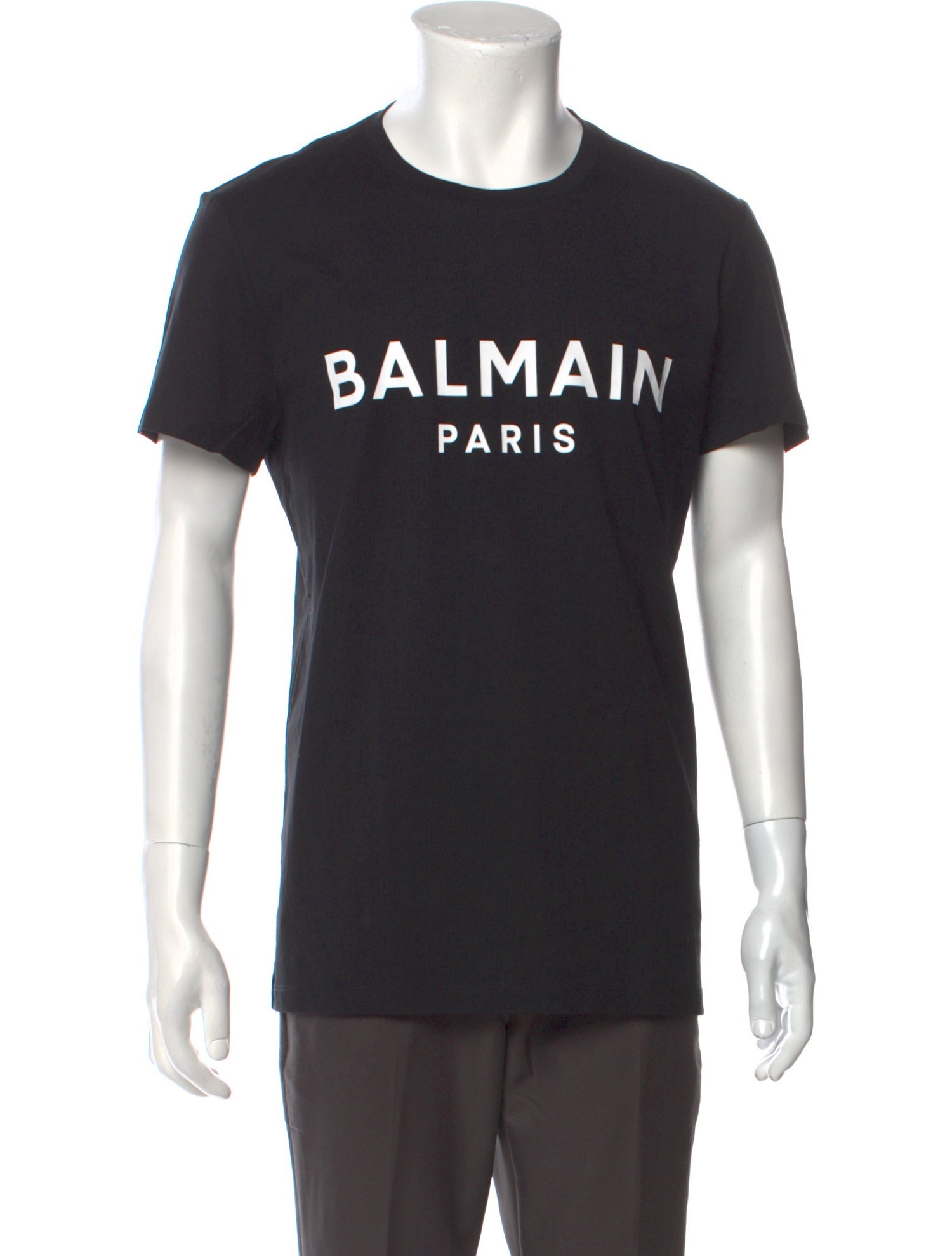 Balmain Graphic Print Crew Neck T-Shirt w/ Tags - Black T-Shirts ...