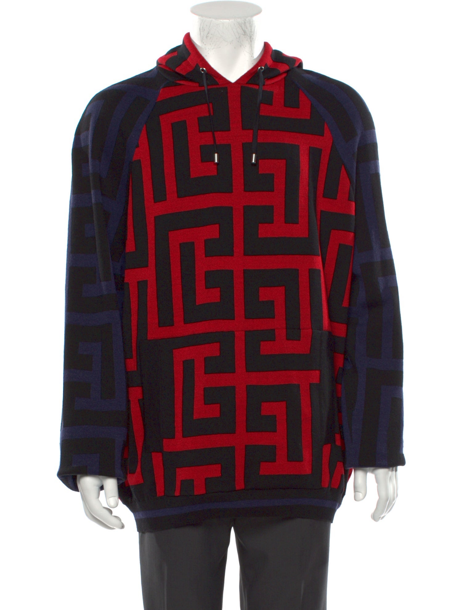 Balmain Printed Crew Neck Hoodie - Black Sweatshirts & Hoodies ...