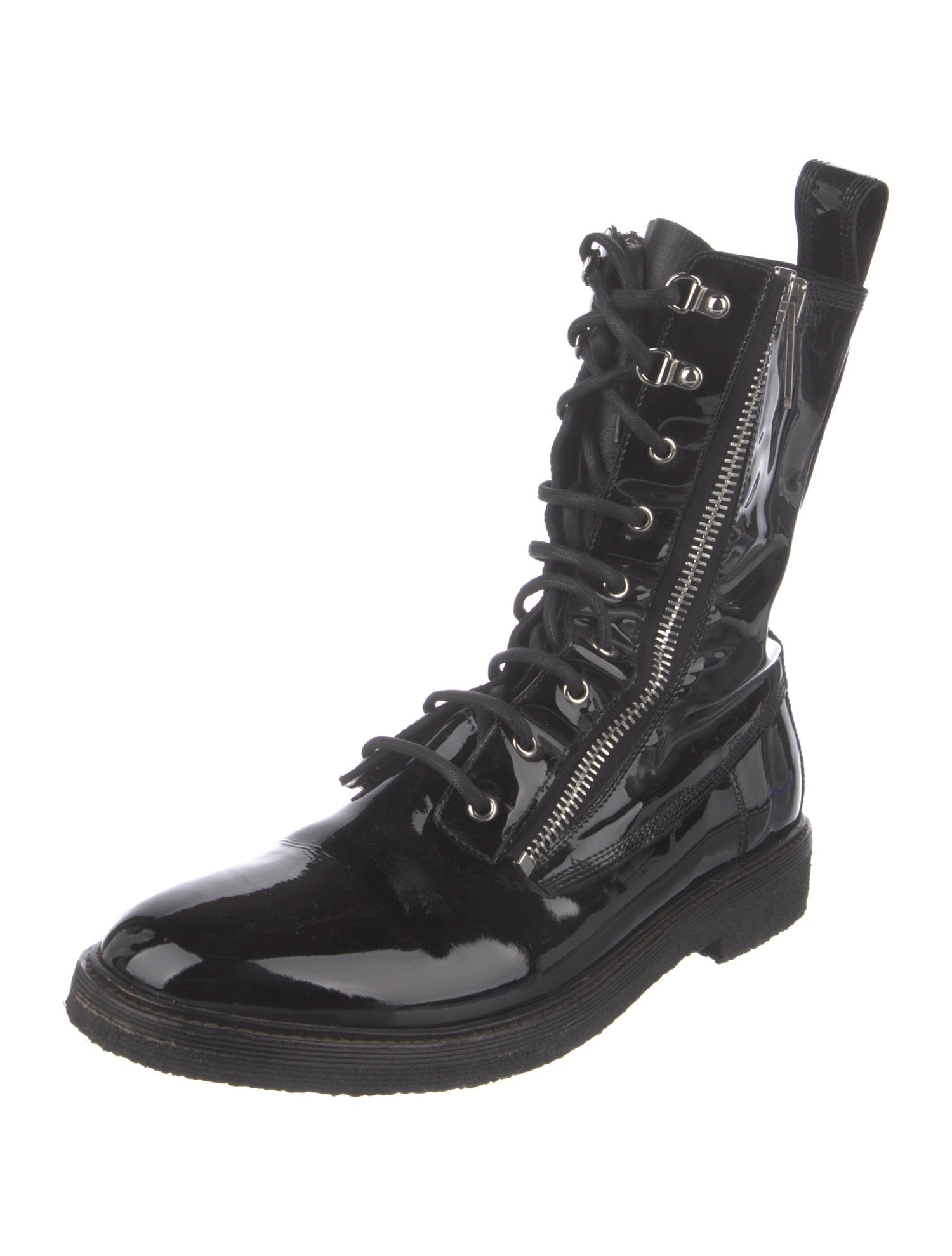 Balmain Patent Leather Combat Boots - Black Boots, Shoes - BAM83577 ...