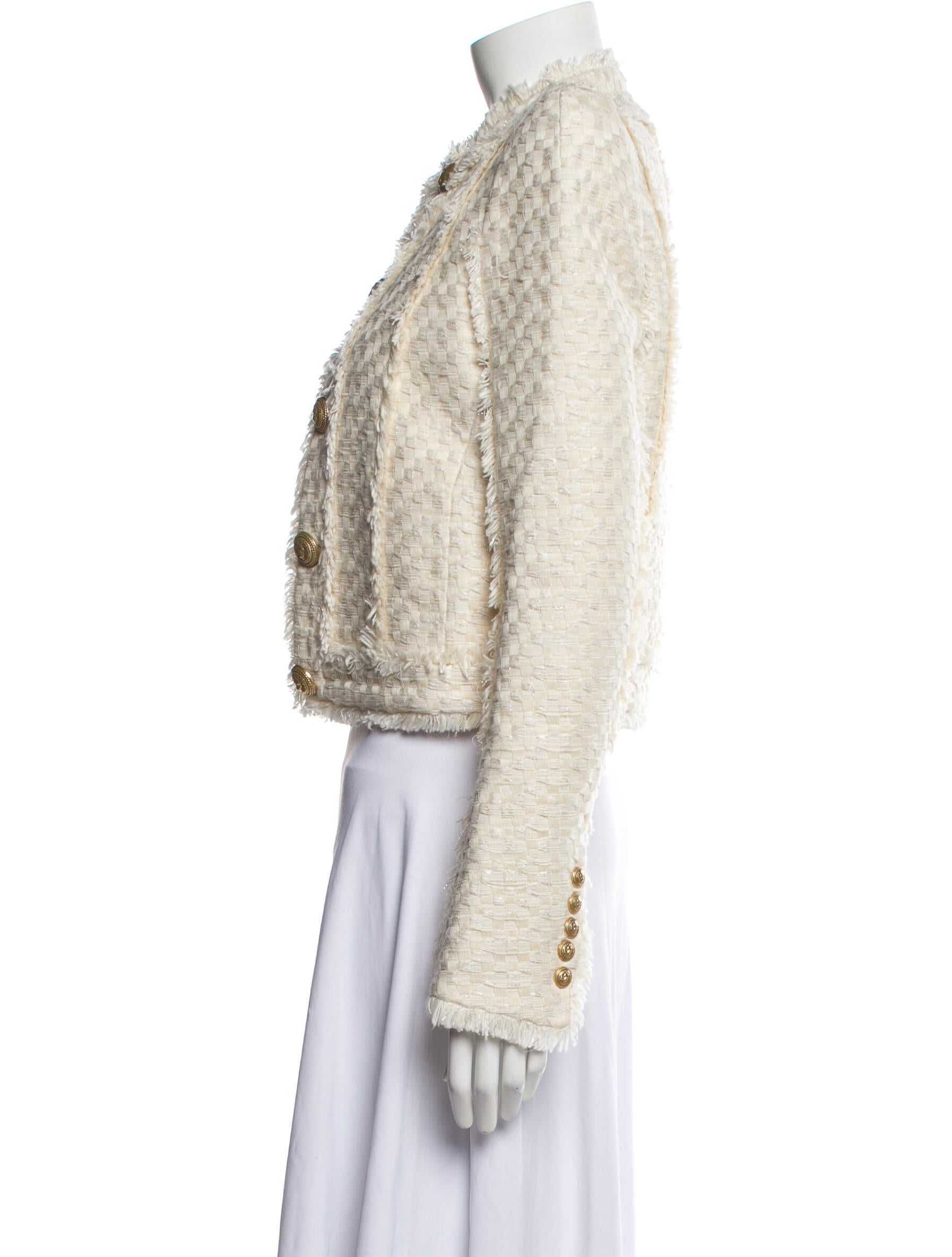 Chanel Tweed Pattern Evening Jacket - Green Jackets, Clothing ...